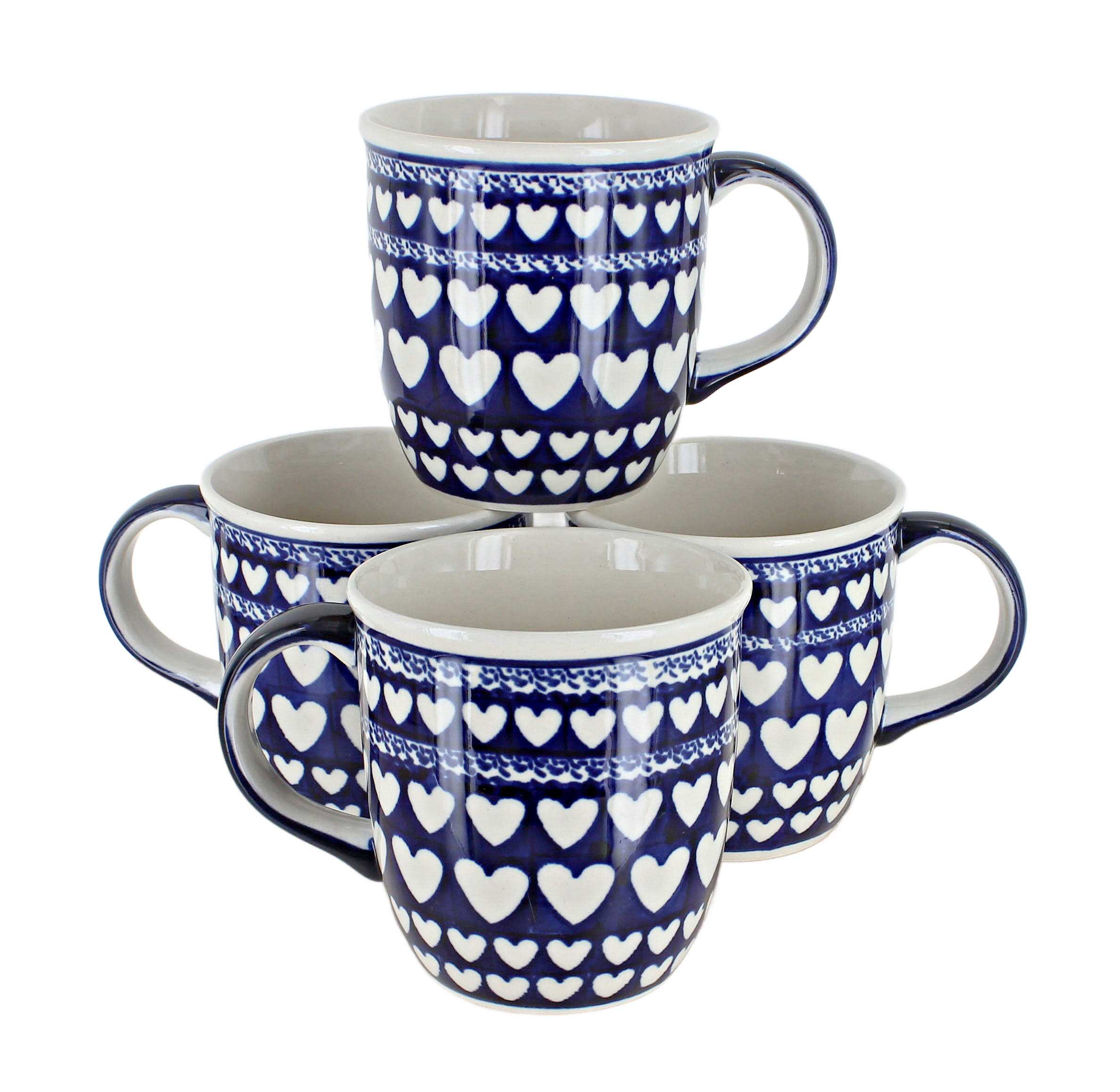 Blue Rose Polish Pottery | Valentina 4 Piece Mug Set
