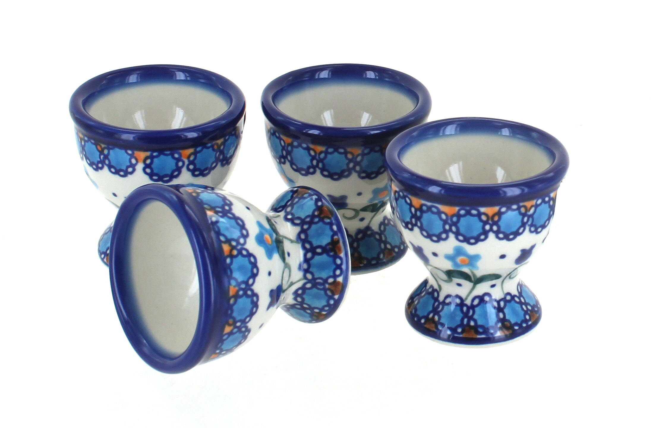 Blue Rose Polish Pottery | Savannah 4PC Egg Cup Set