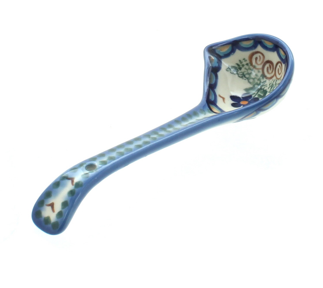 Blue Rose Polish Pottery | Aztec Flower Gravy Ladle