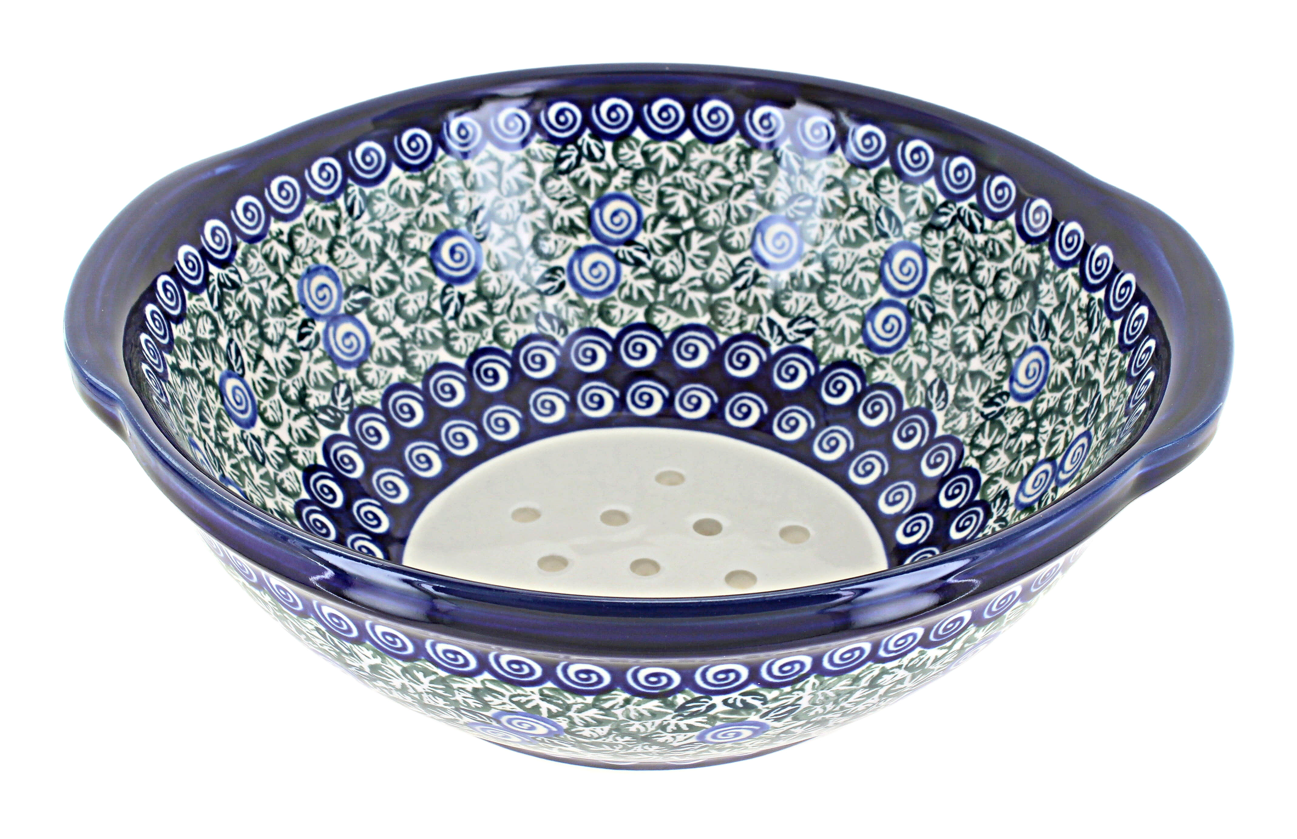 Blue Rose Polish Pottery | Seaside Swirl Colander