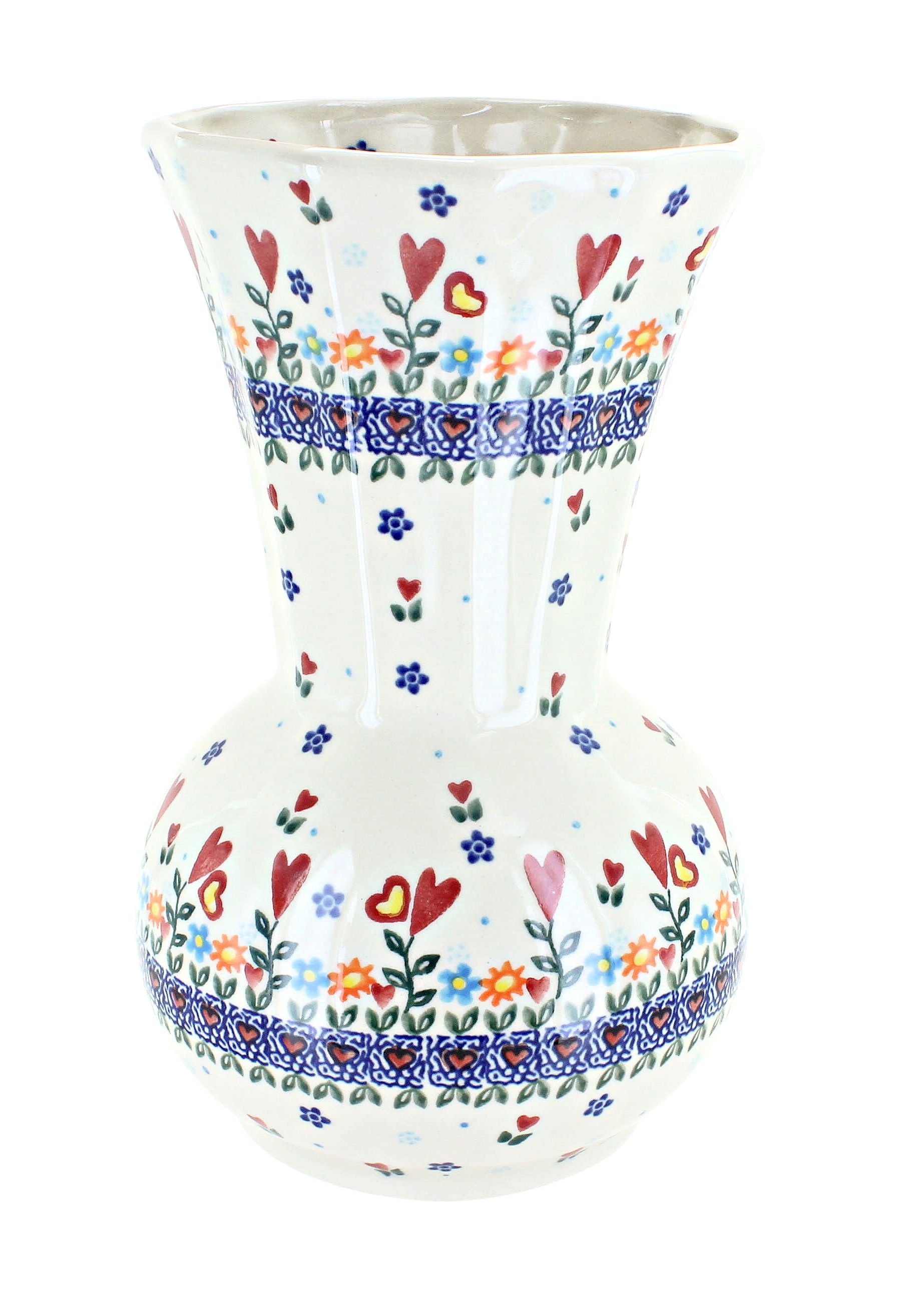 Blue Rose Polish Pottery | Hearts & Flowers Vase