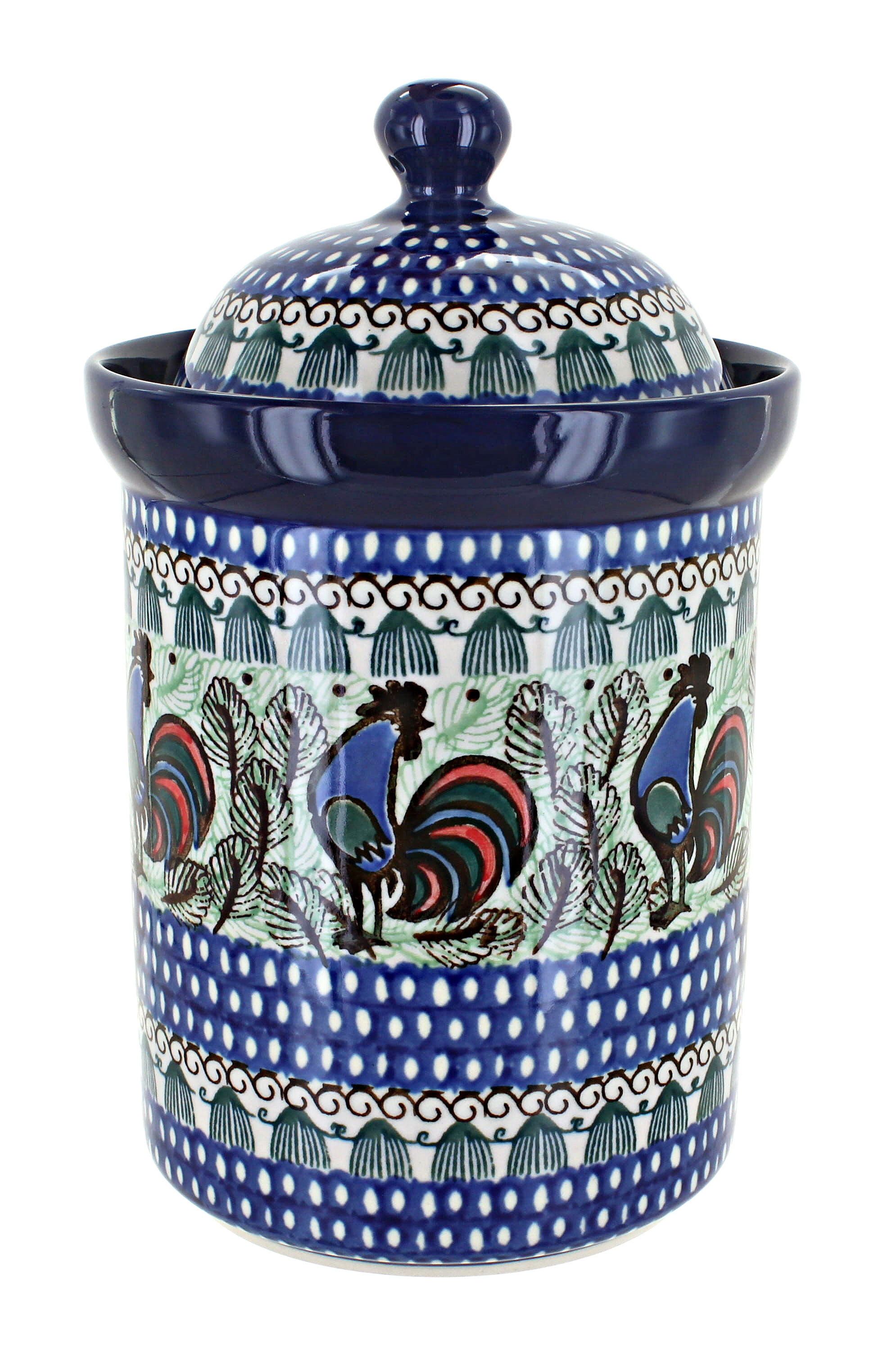 Blue Rose Polish Pottery | Rooster Row Large Canister