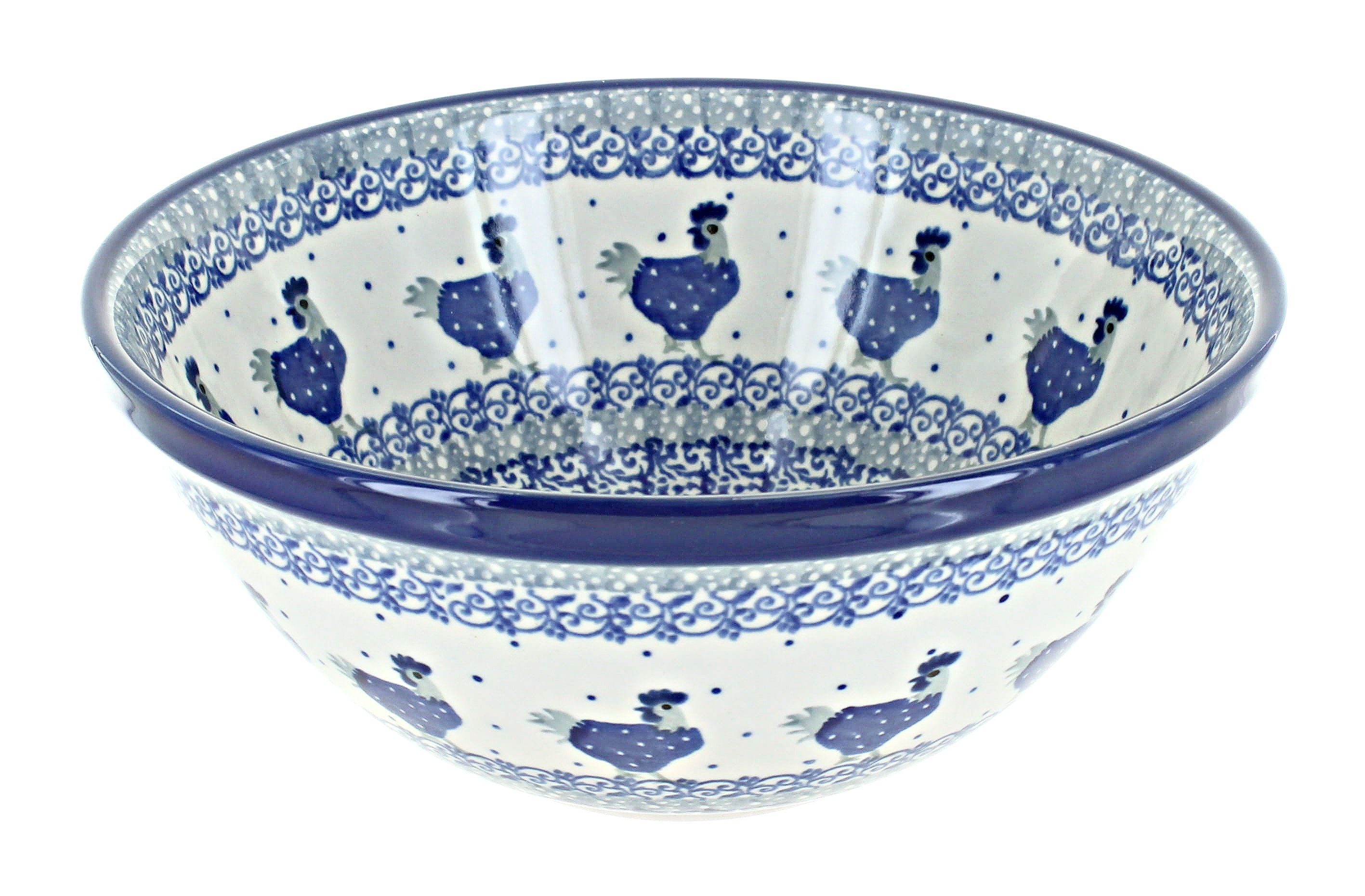 Blue Rose Polish Pottery | Barnyard Rooster Small Serving Bowl