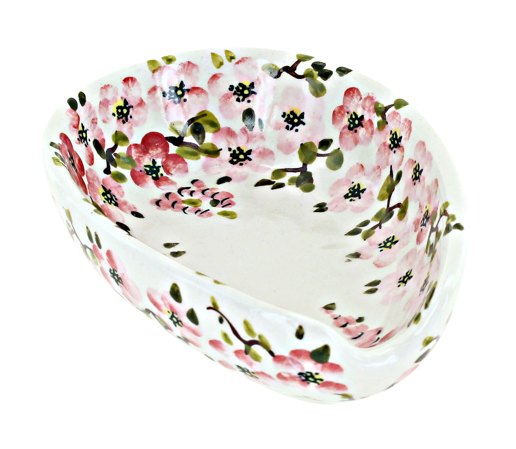 Blue Rose Polish Pottery | Cherry Blossom Small Spoon Rest