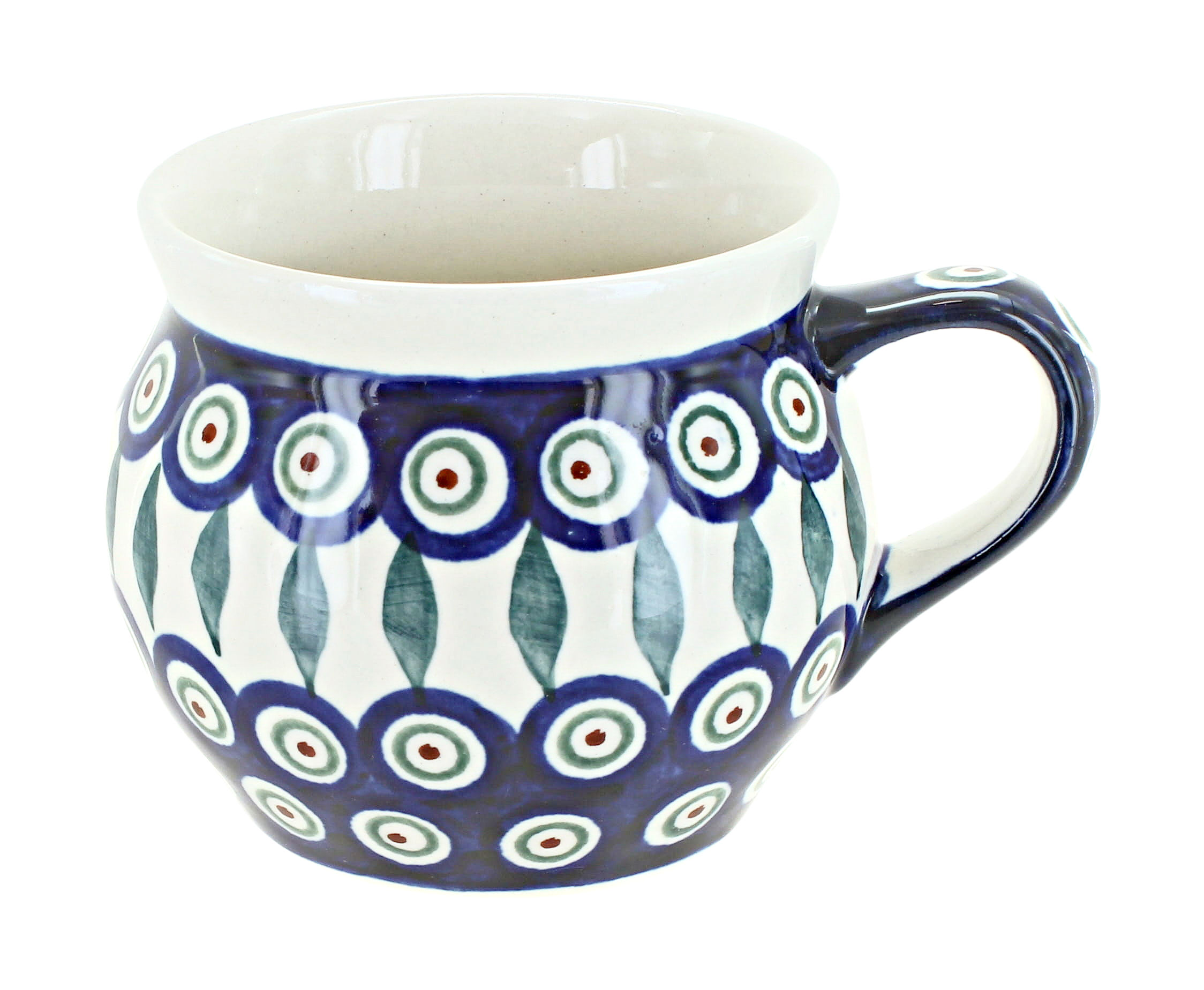 Blue Rose Polish Pottery | Peacock Bell Shaped Mug