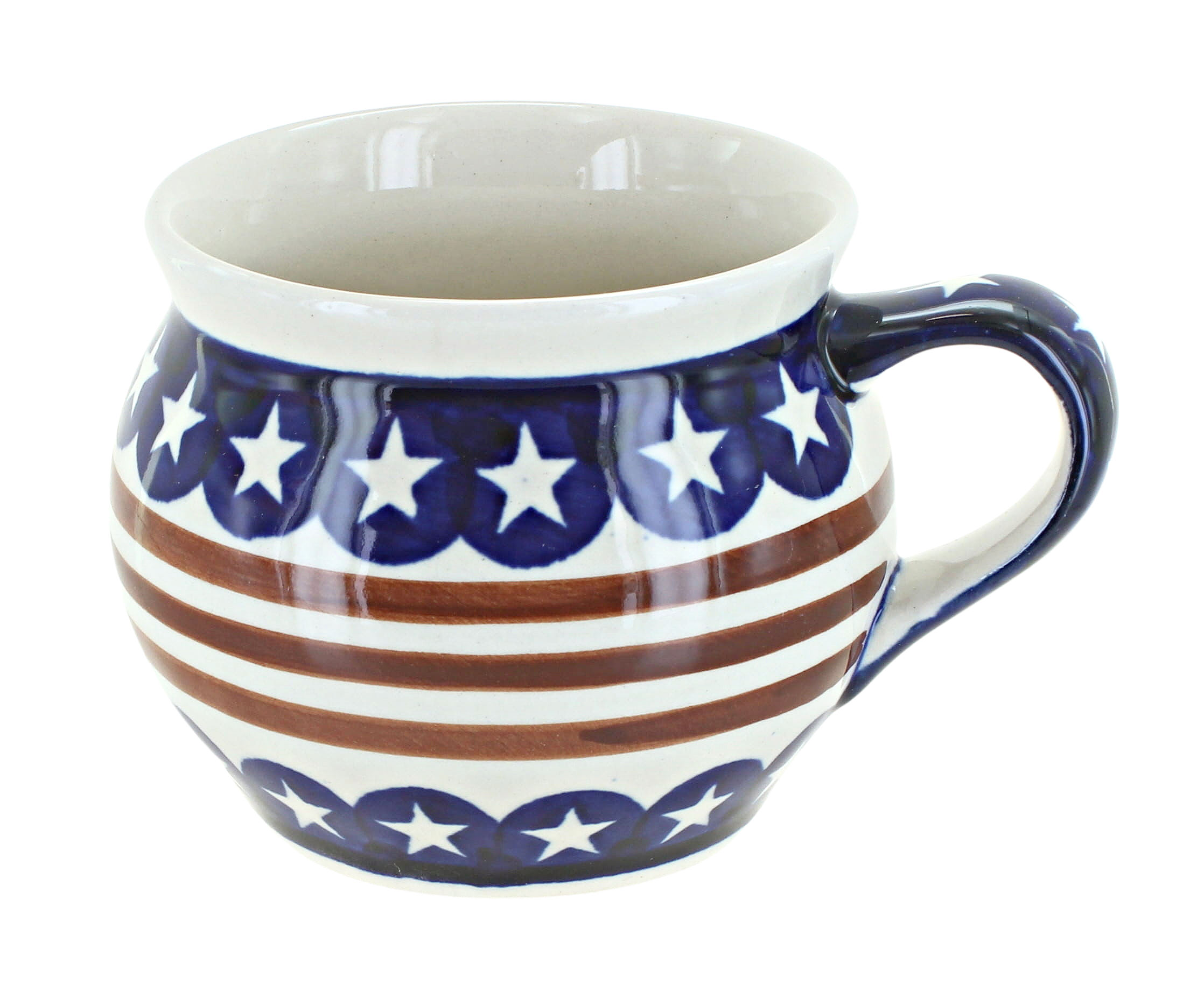 Blue Rose Polish Pottery | Stars & Stripes Bell Shaped Mug
