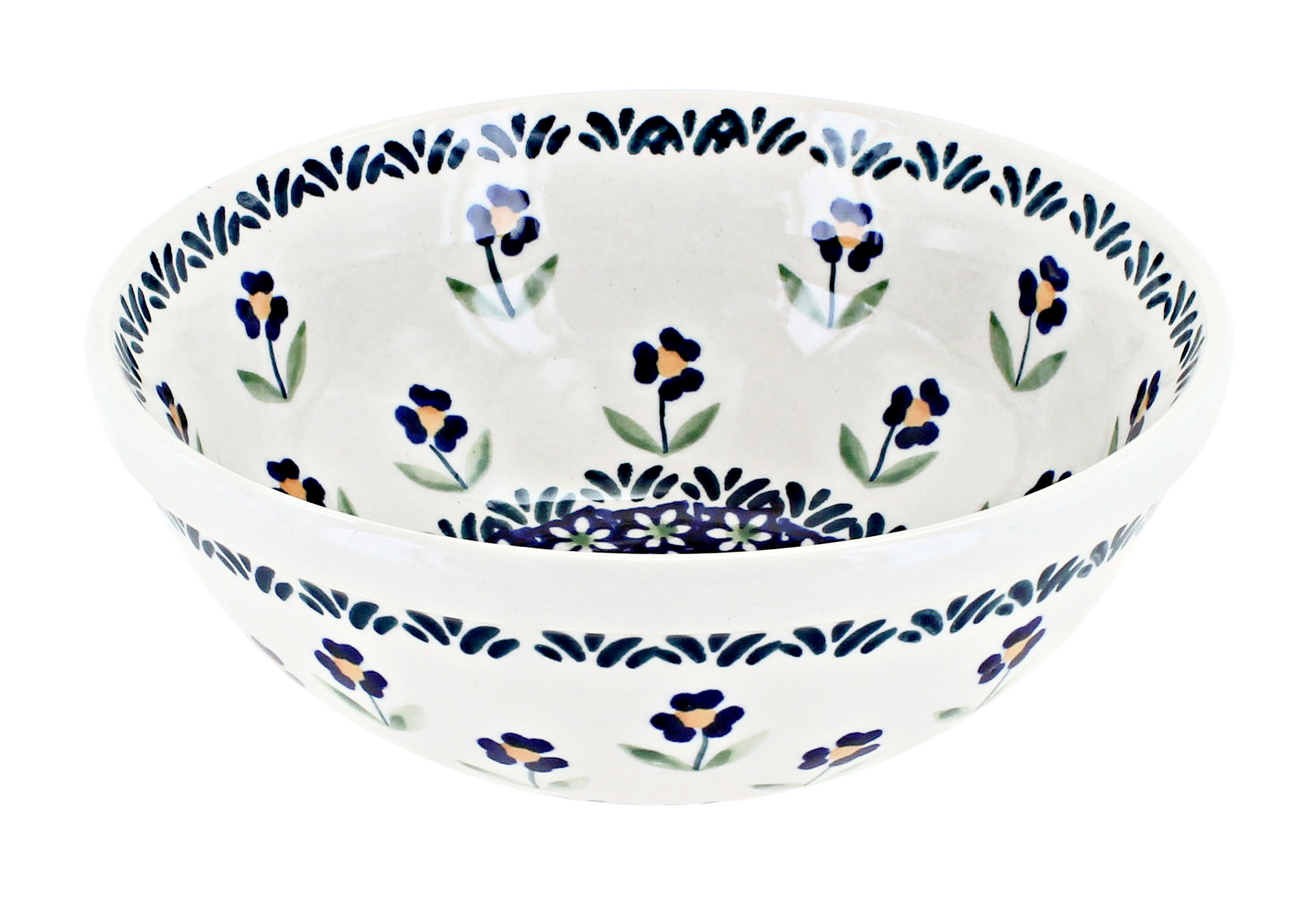 Blue Rose Polish Pottery | Blue Daisy Cereal/Soup Bowl