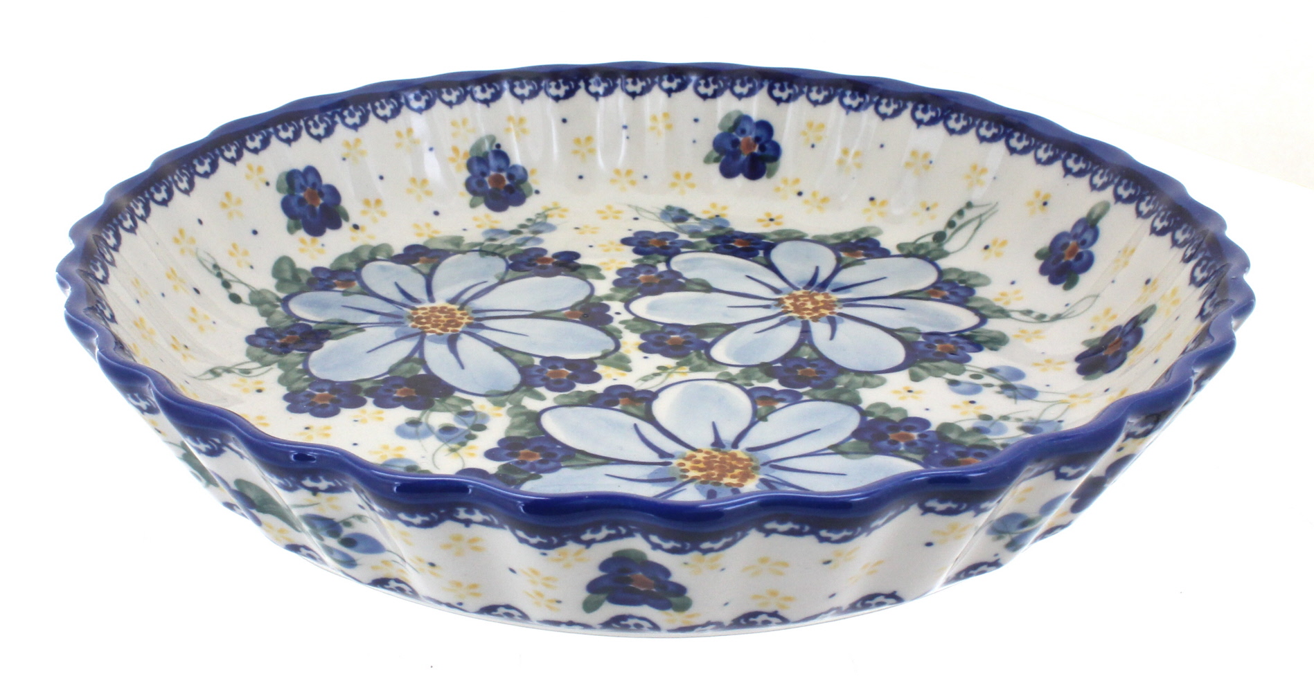 Blue Rose Polish Pottery | Daisy Surprise Pie Plate