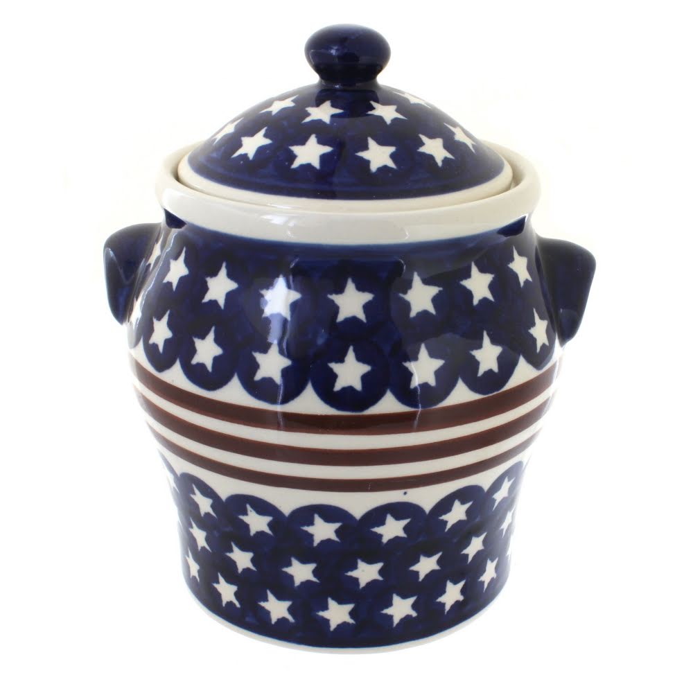 Blue Rose Polish Pottery | Stars & Stripes Large Canister