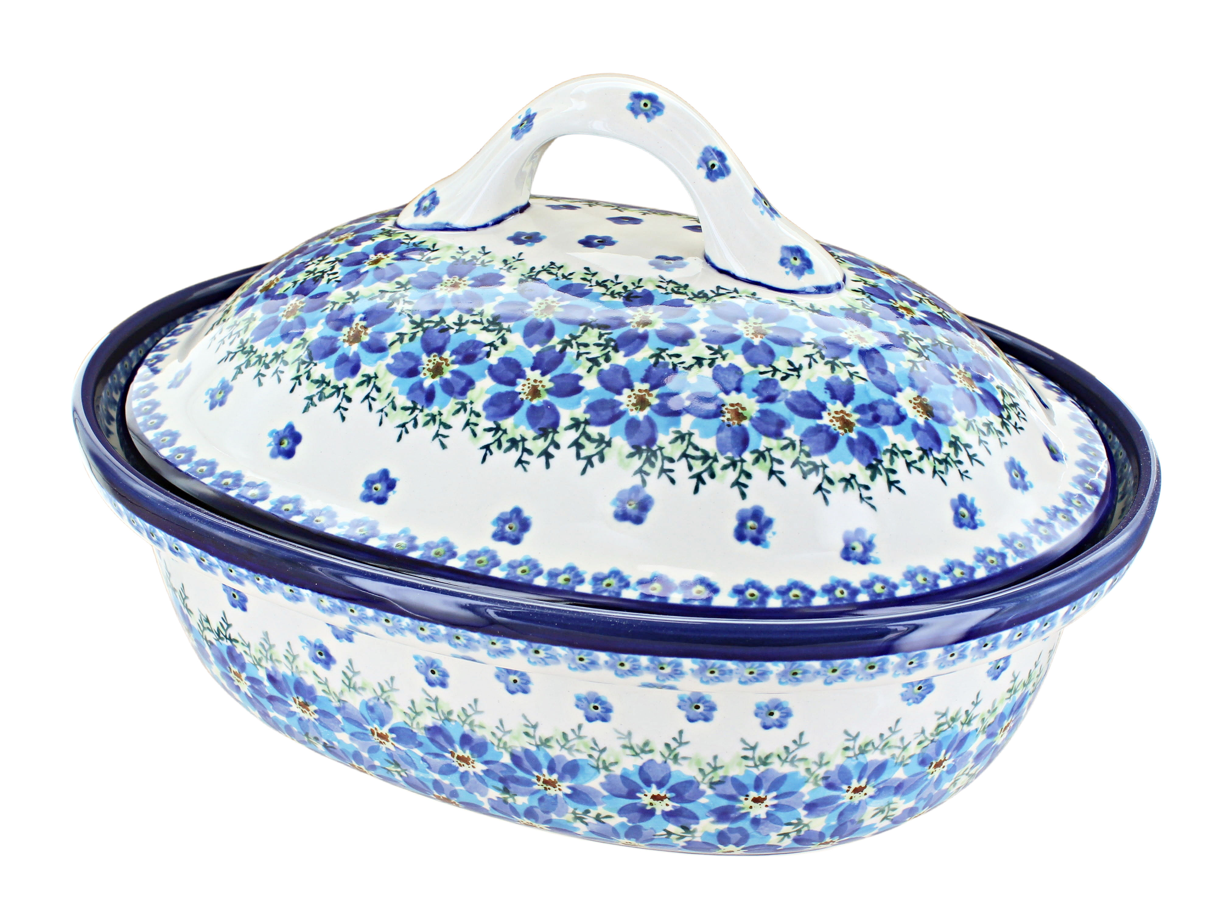 Blue Rose Polish Pottery | Kalina Roaster with Lid