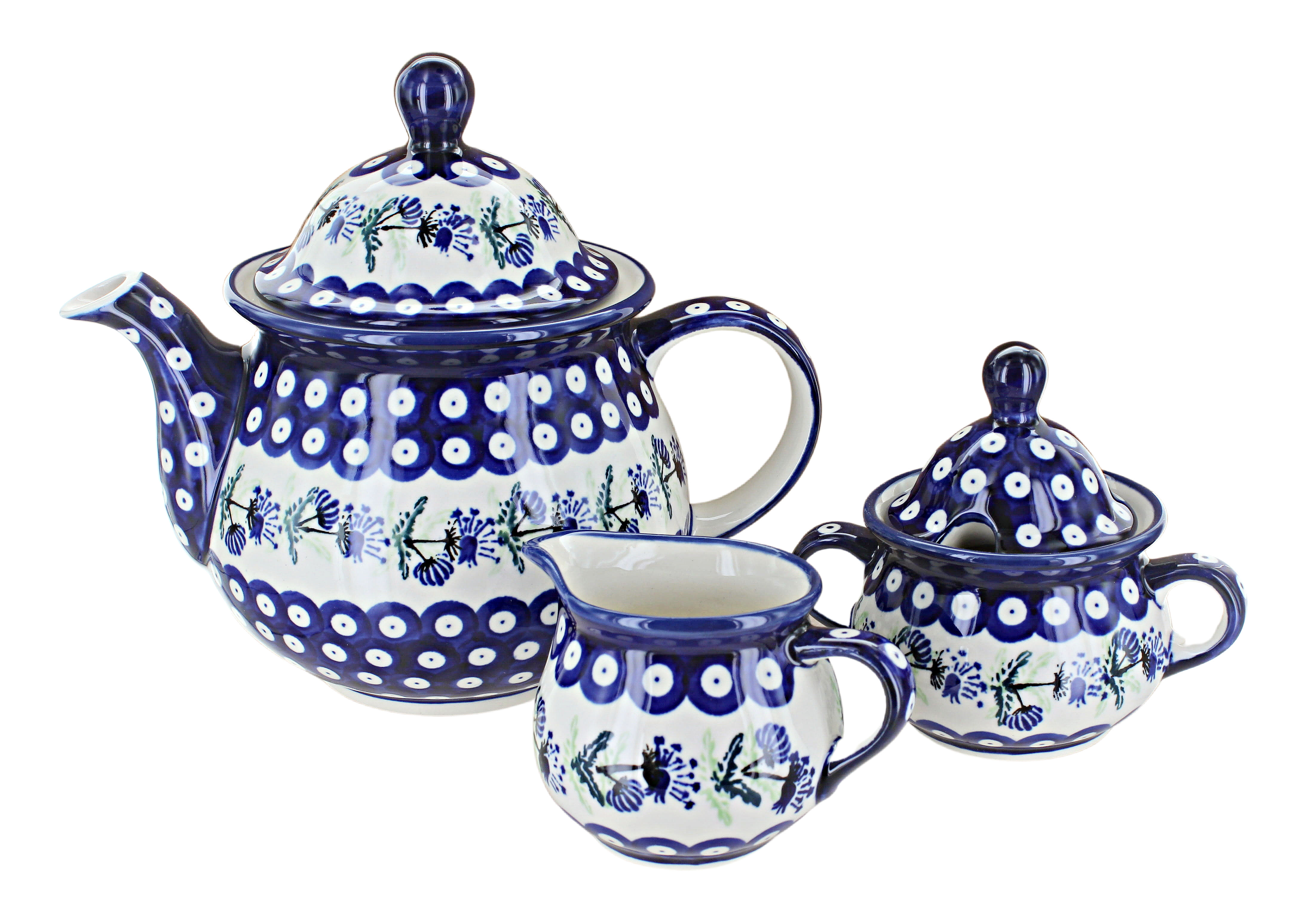 Blue Rose Polish Pottery | Sweet Annie Three Piece Tea Set