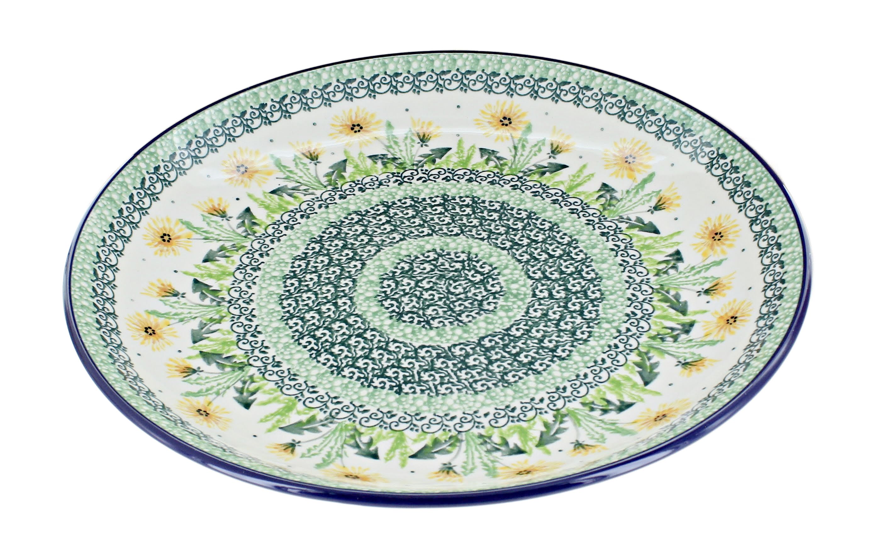 Blue Rose Polish Pottery | Dandelion Dinner Plate