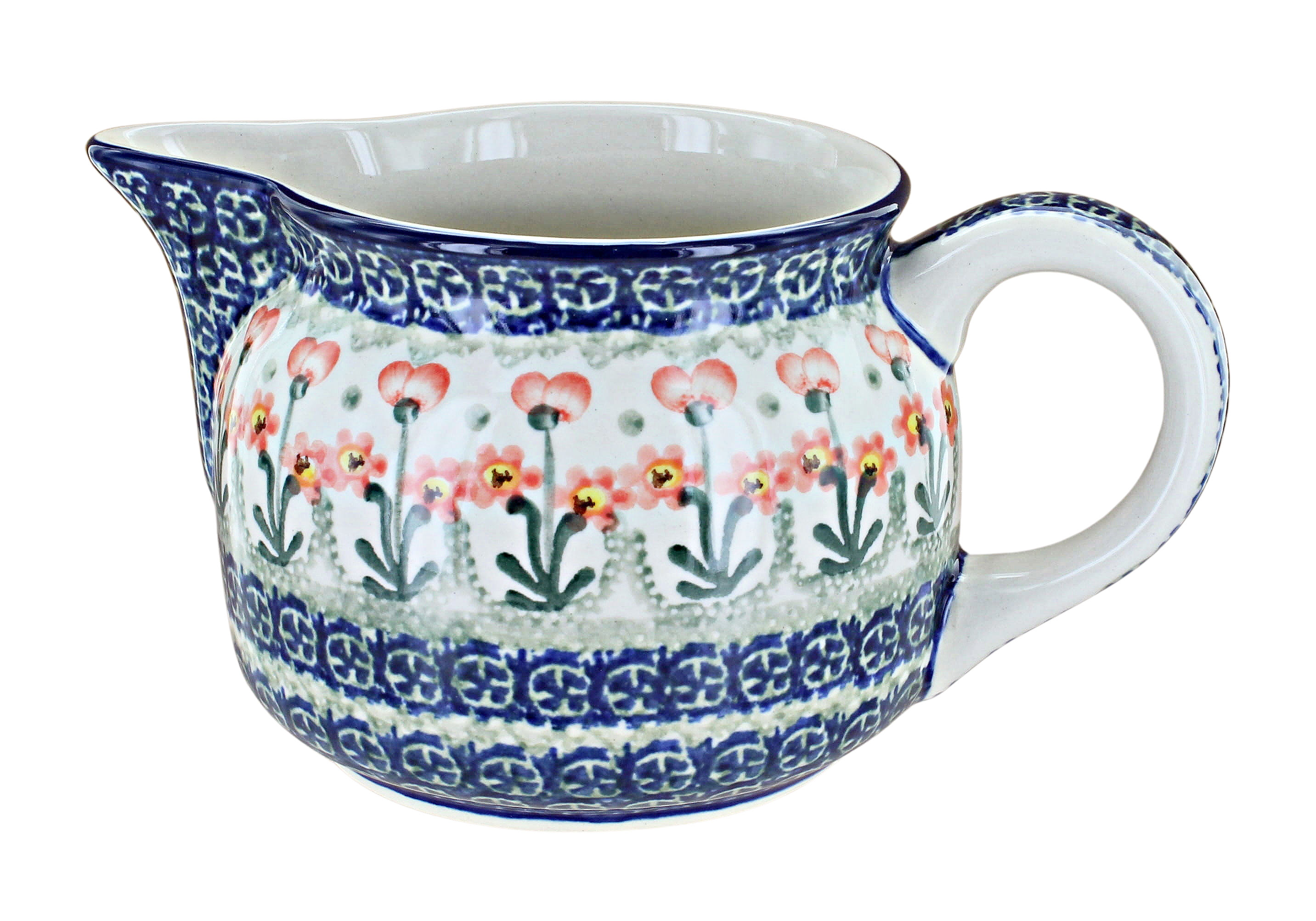 Blue Rose Polish Pottery | Peach Posy Small Pitcher