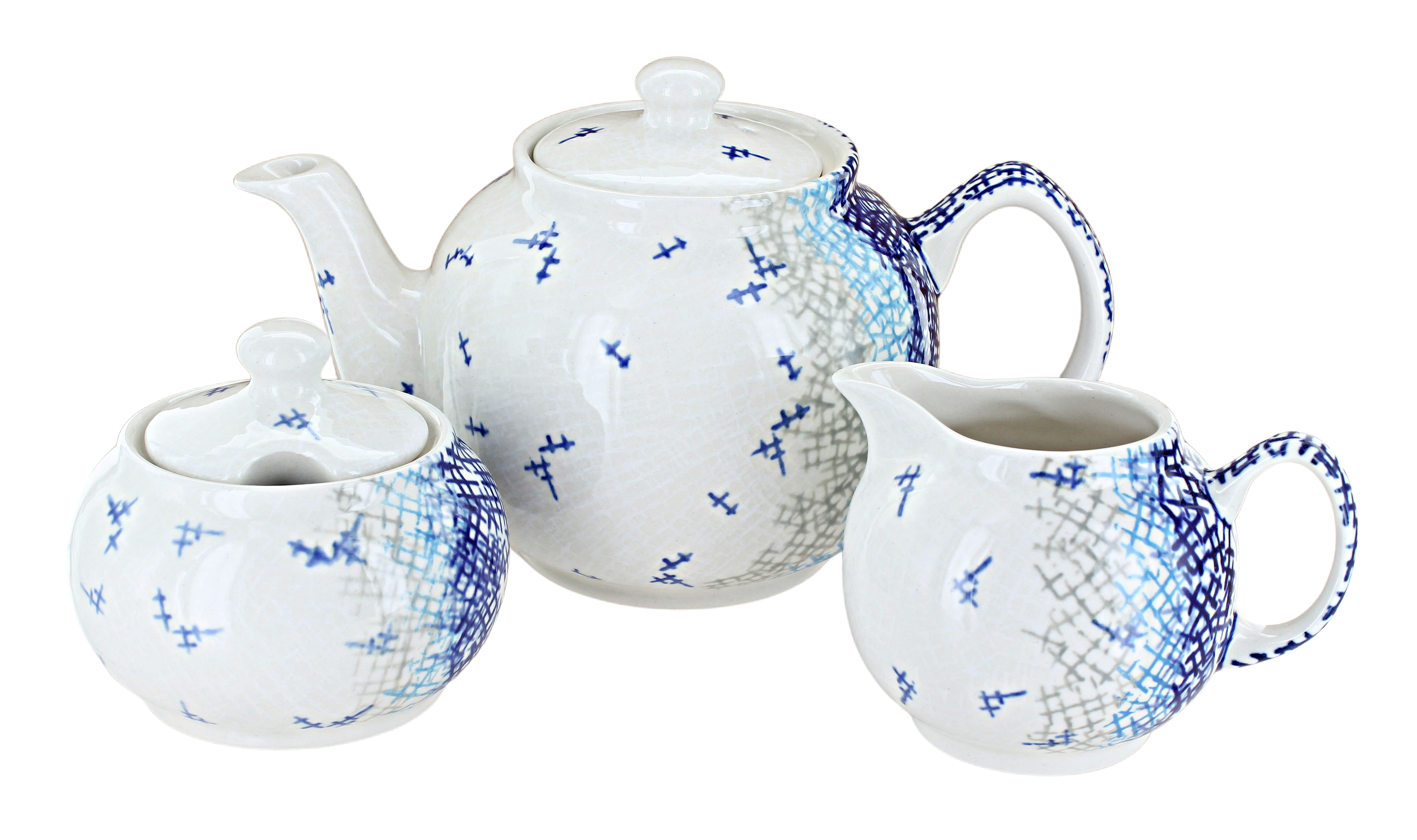 Blue Rose Polish Pottery | Unity Three Piece Tea Set