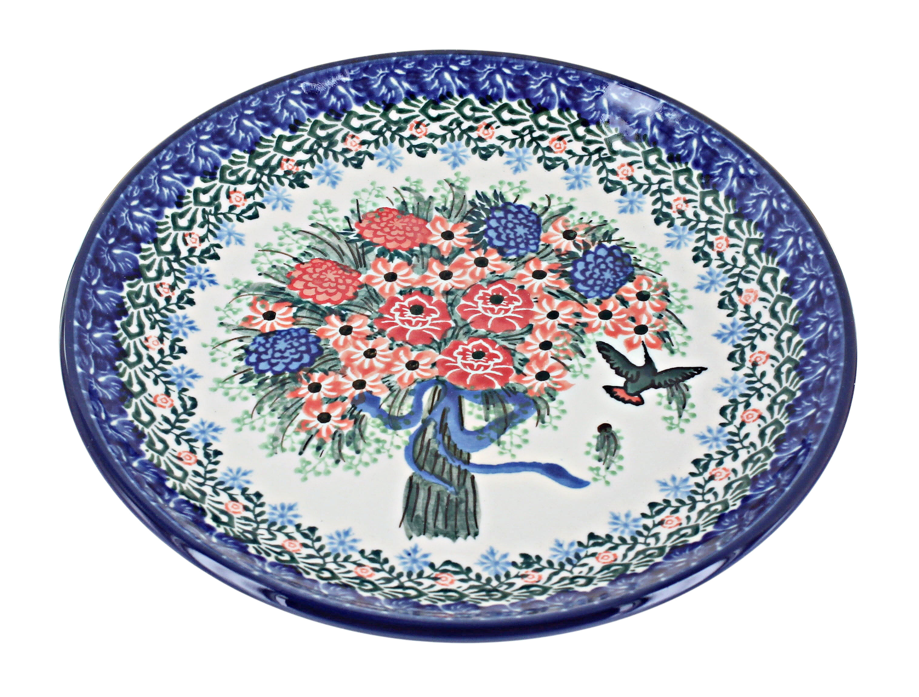 Blue Rose Polish Pottery | Blush Bouquet Dessert Plate
