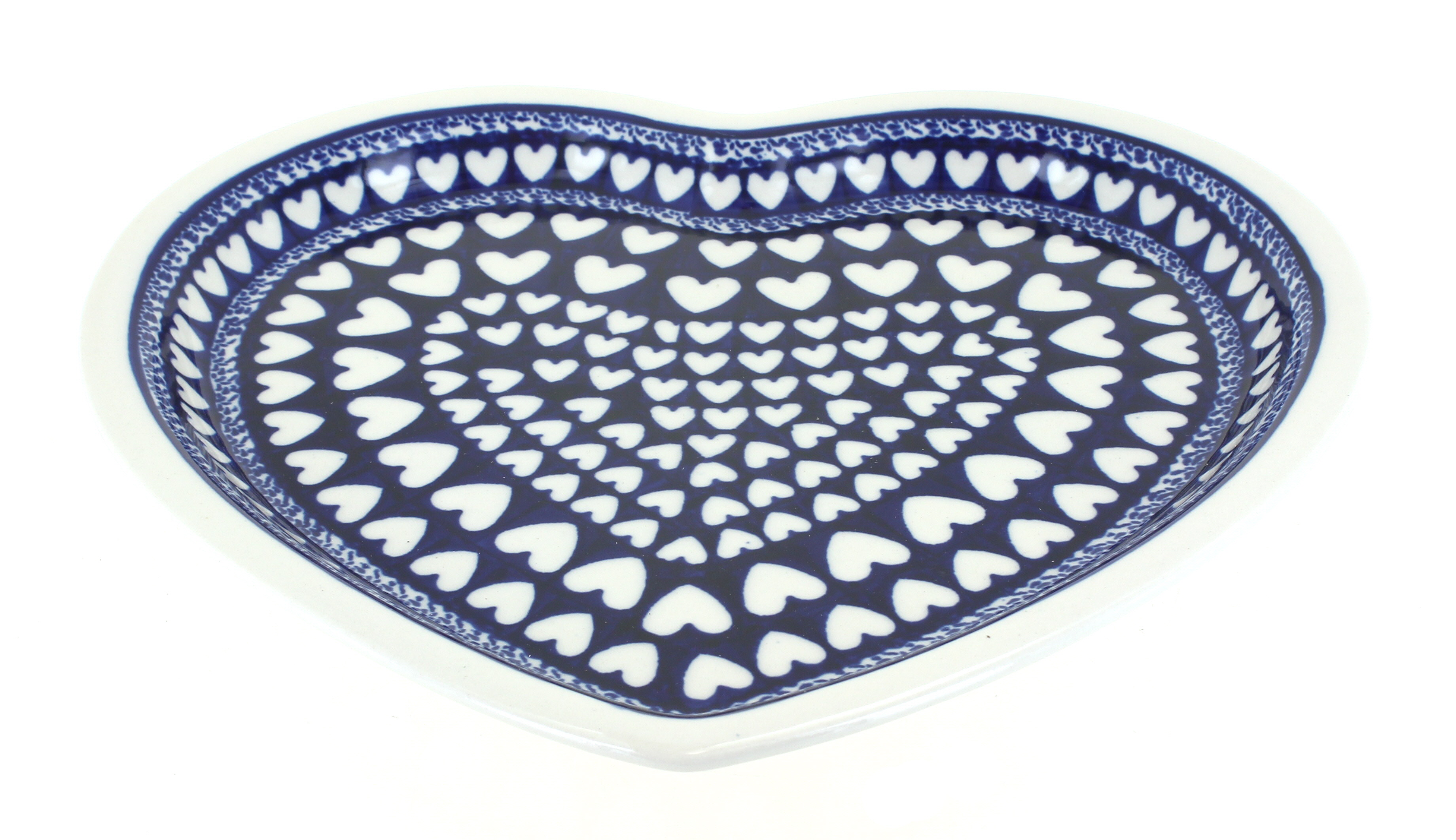Blue Rose Polish Pottery | Valentina Heart Plate