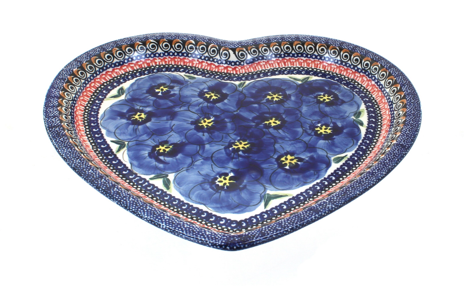 Blue Rose Polish Pottery | Blue Art Heart Plate