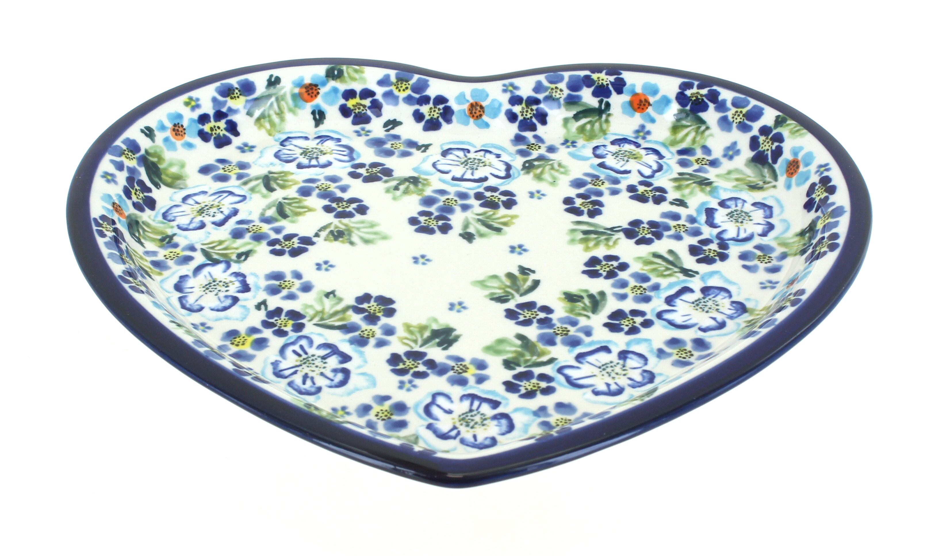 Blue Rose Polish Pottery | Vintage Violet Heart Plate
