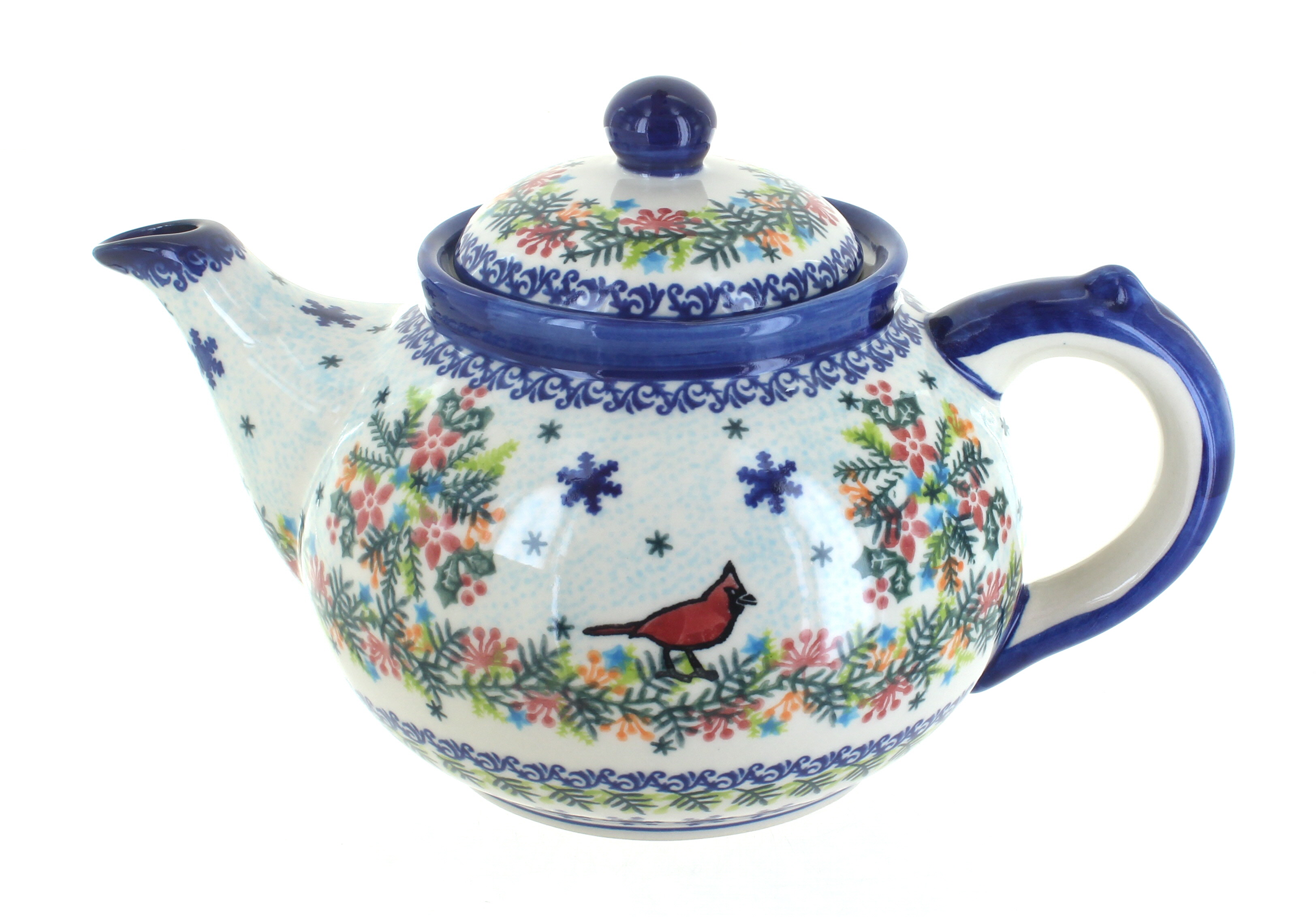 Blue Rose Polish Pottery | Winter Cardinal Teapot