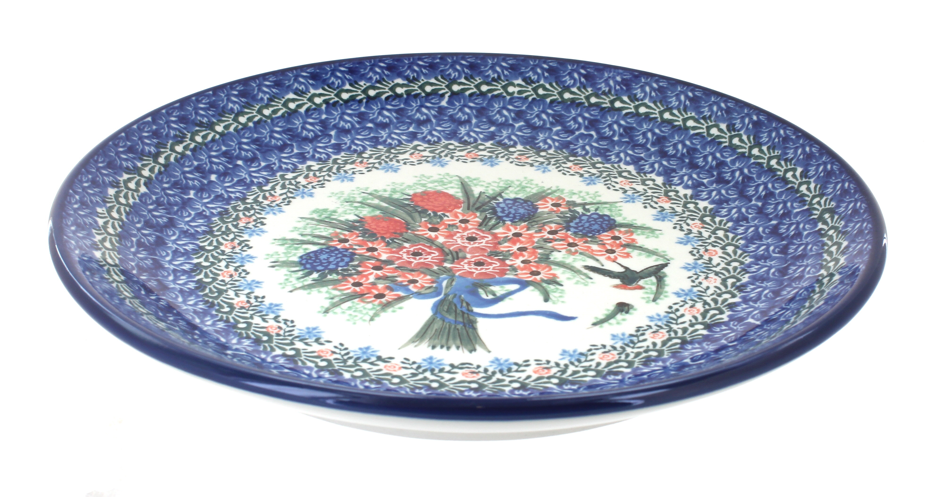 Blue Rose Polish Pottery | Blush Bouquet Dinner Plate