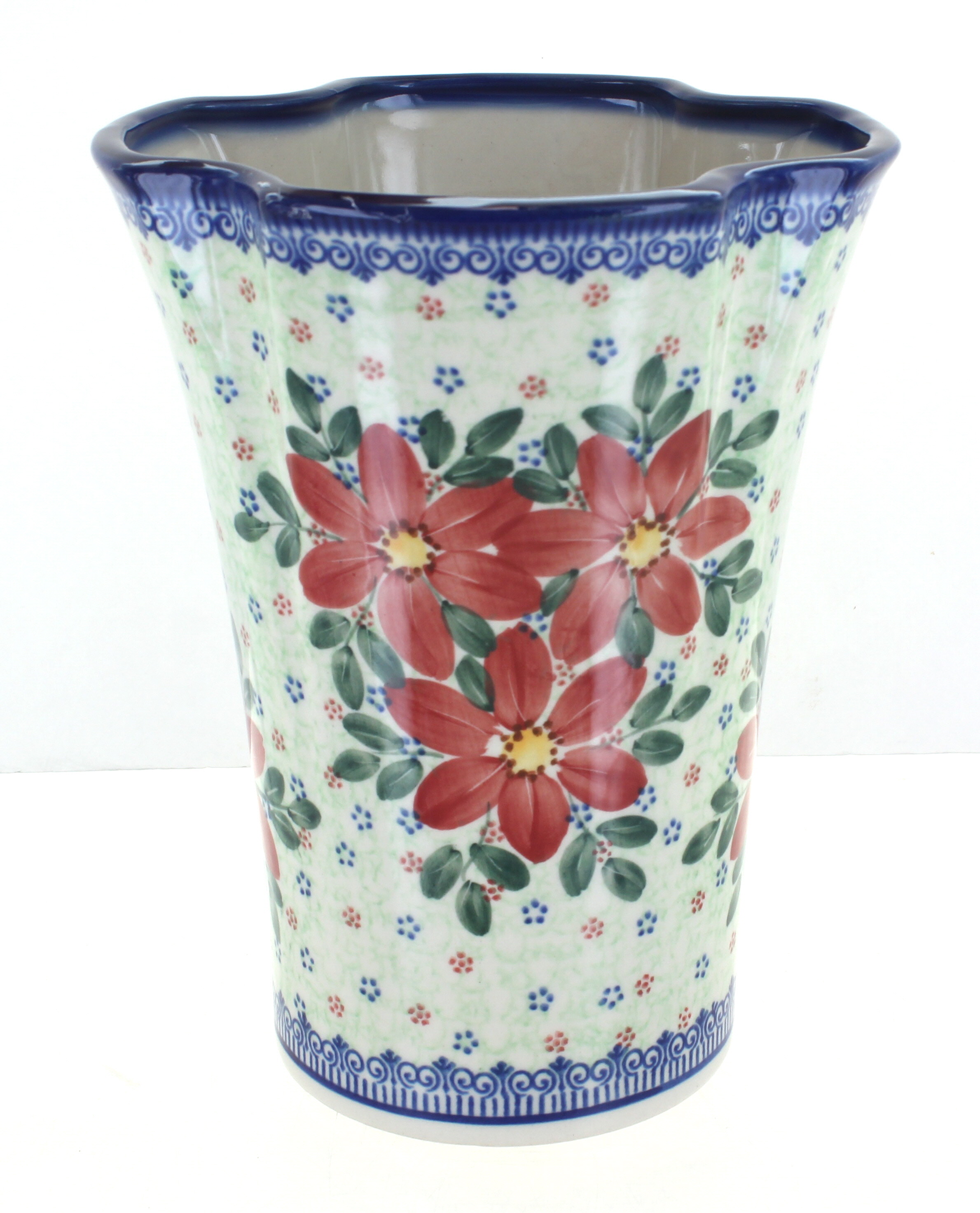 Blue Rose Polish Pottery | Poinsettia Vase