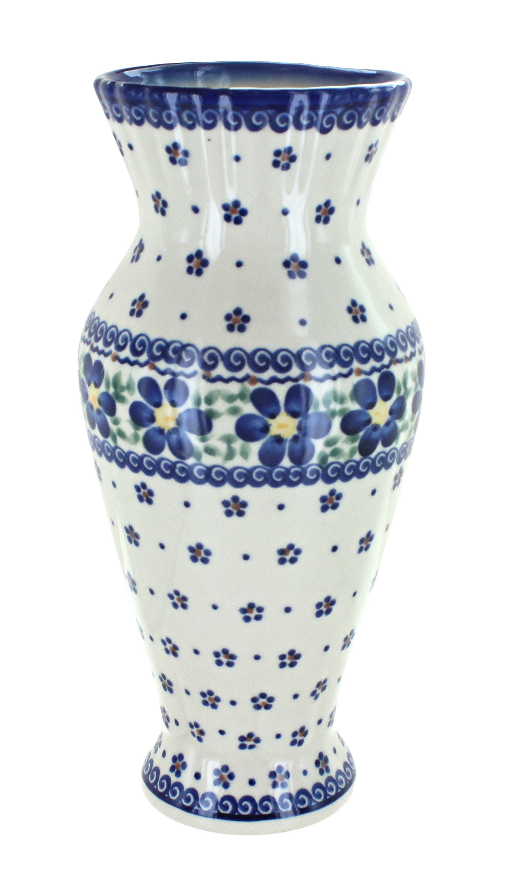 Blue Rose Polish Pottery | Spring Blossom Tall Vase