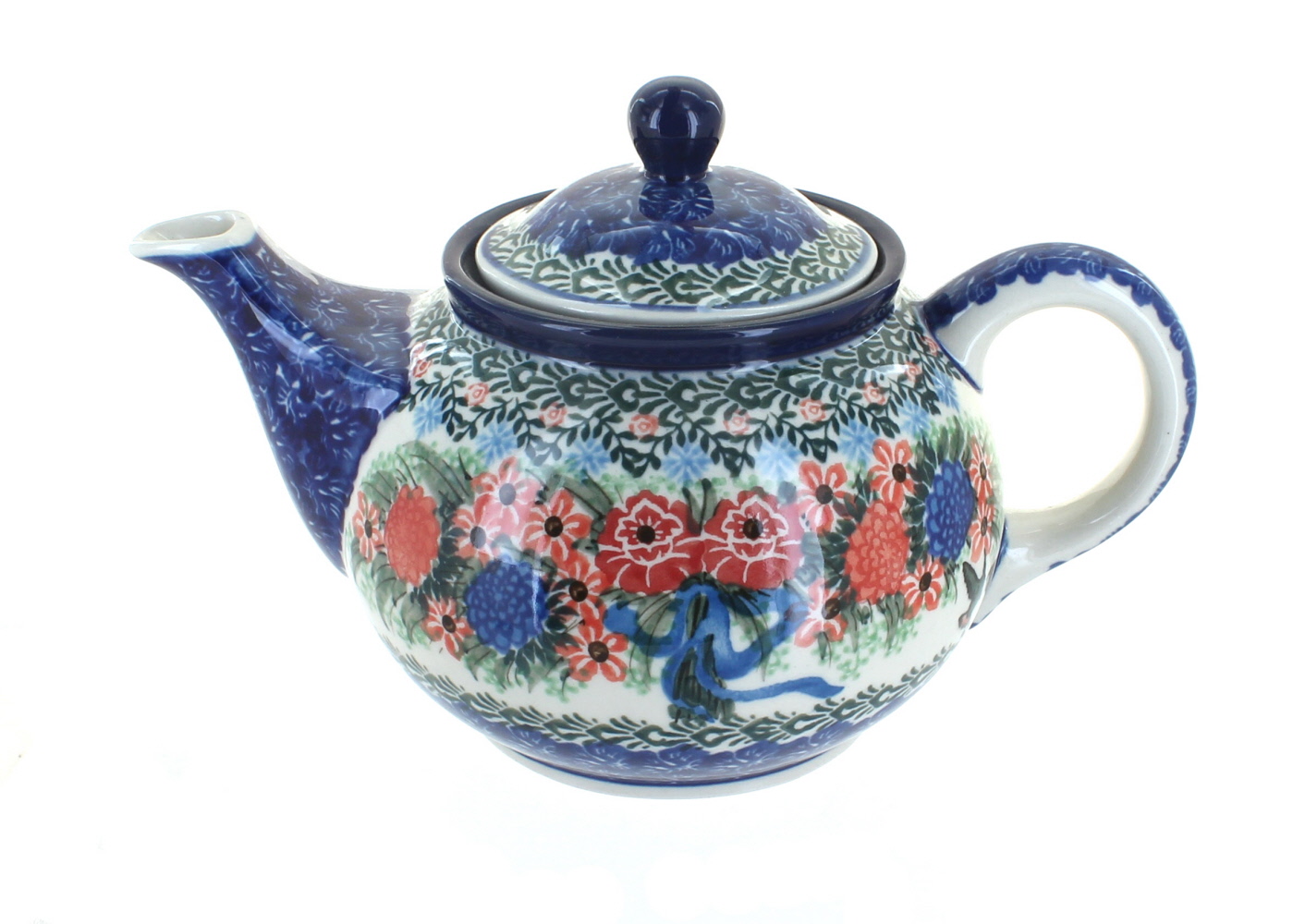 Blue Rose Polish Pottery | Blush Bouquet Small Teapot