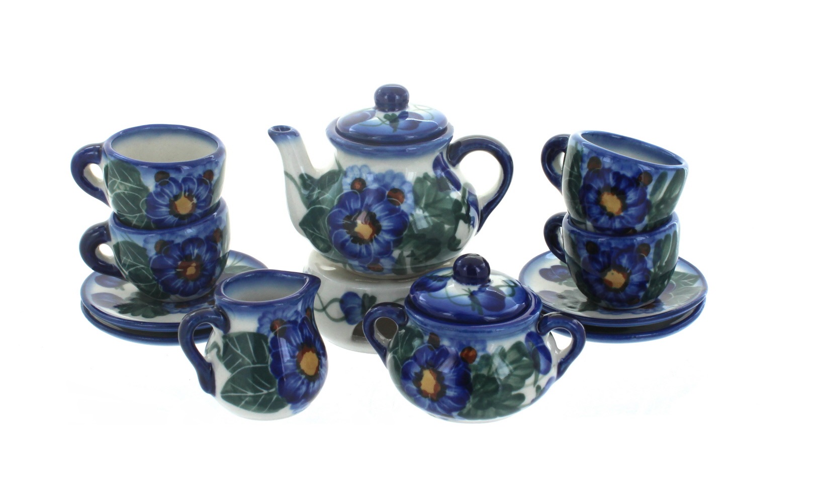 Blue Rose Polish Pottery | Forget Me Not Miniature Tea Set