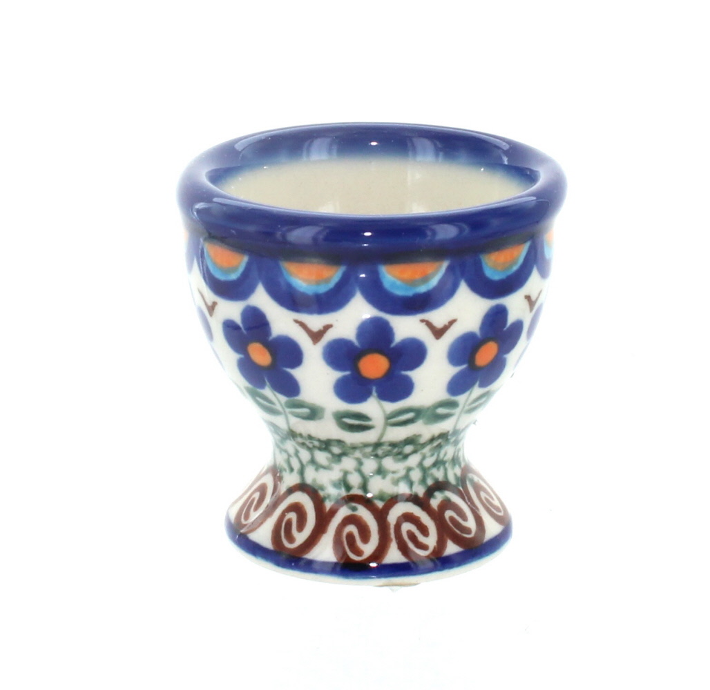 Blue Rose Polish Pottery | Aztec Flower Egg Cup