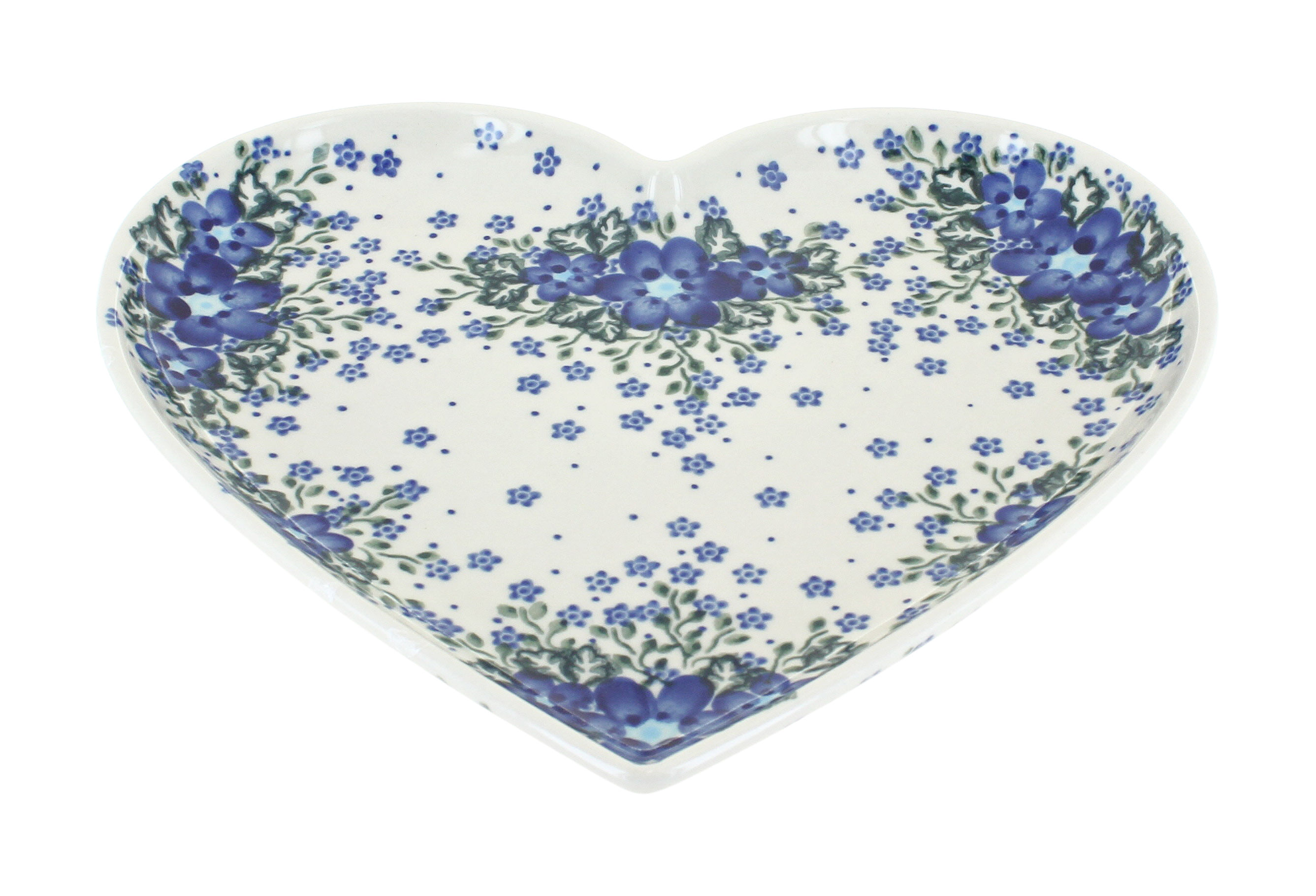 Blue Rose Polish Pottery | Melanie Large Heart Plate