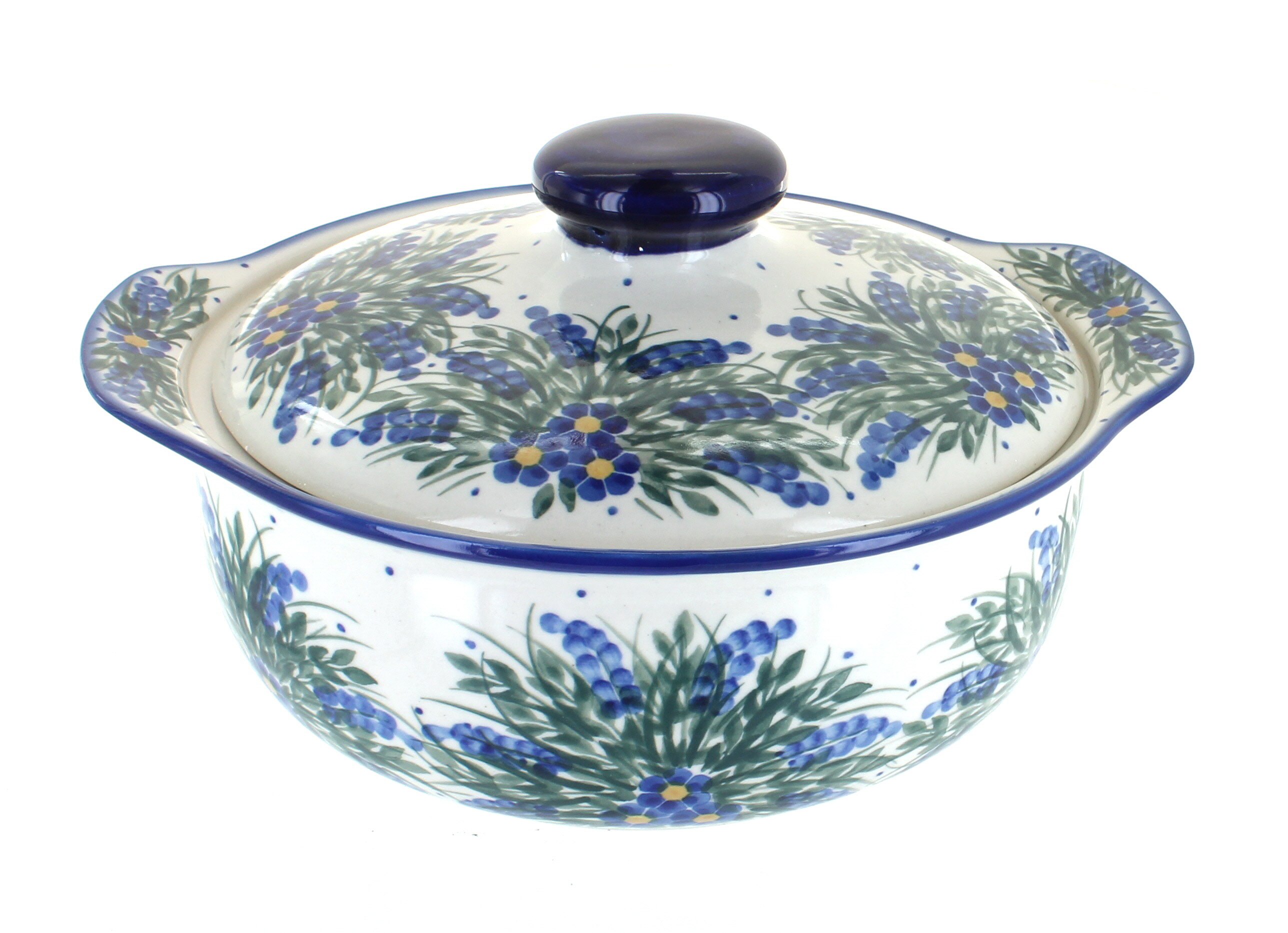 Blue Rose Polish Pottery | Hyacinth Round Covered Baker