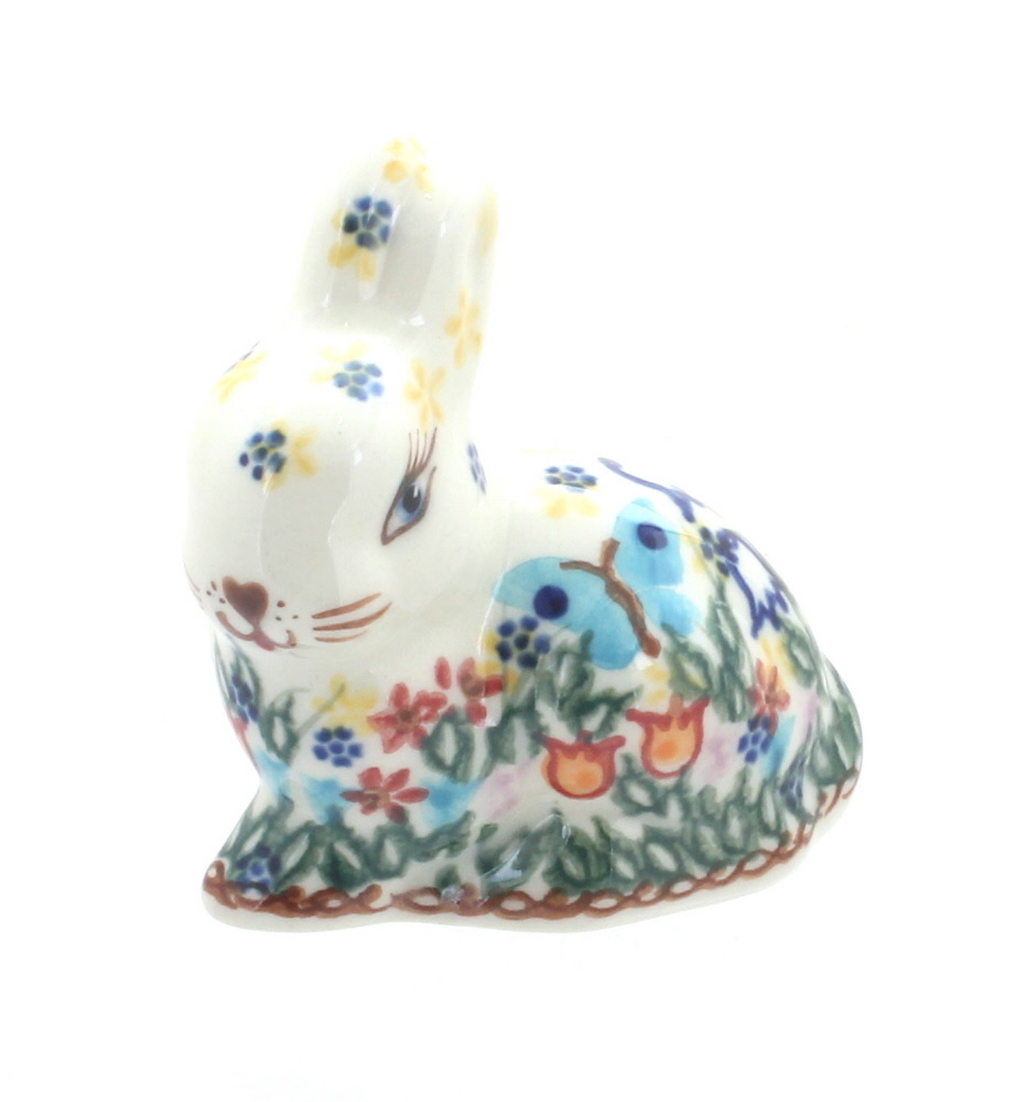 Blue Rose Polish Pottery | Garden of Eden Small Rabbit