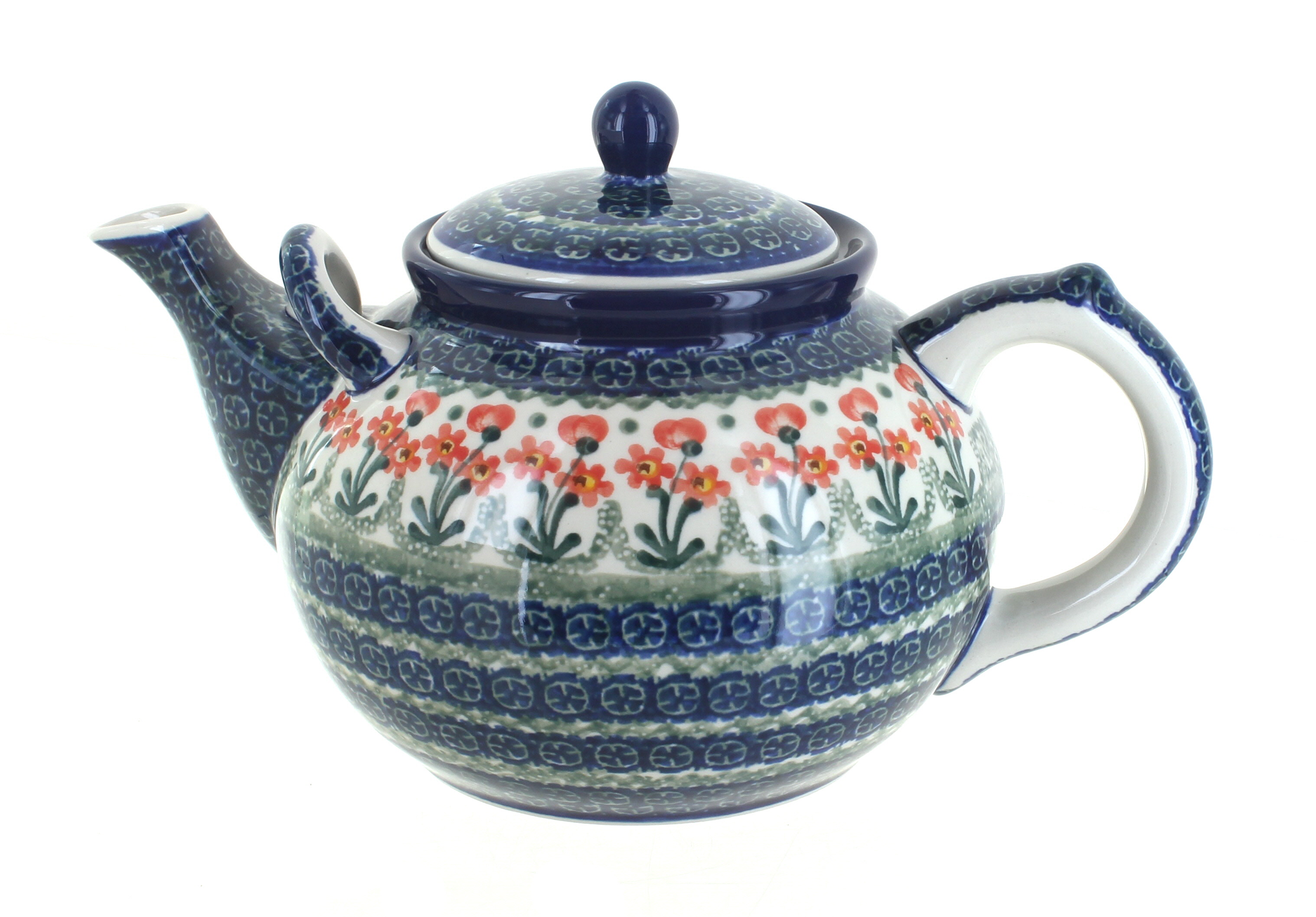 Blue Rose Polish Pottery | Peach Posy Large Teapot