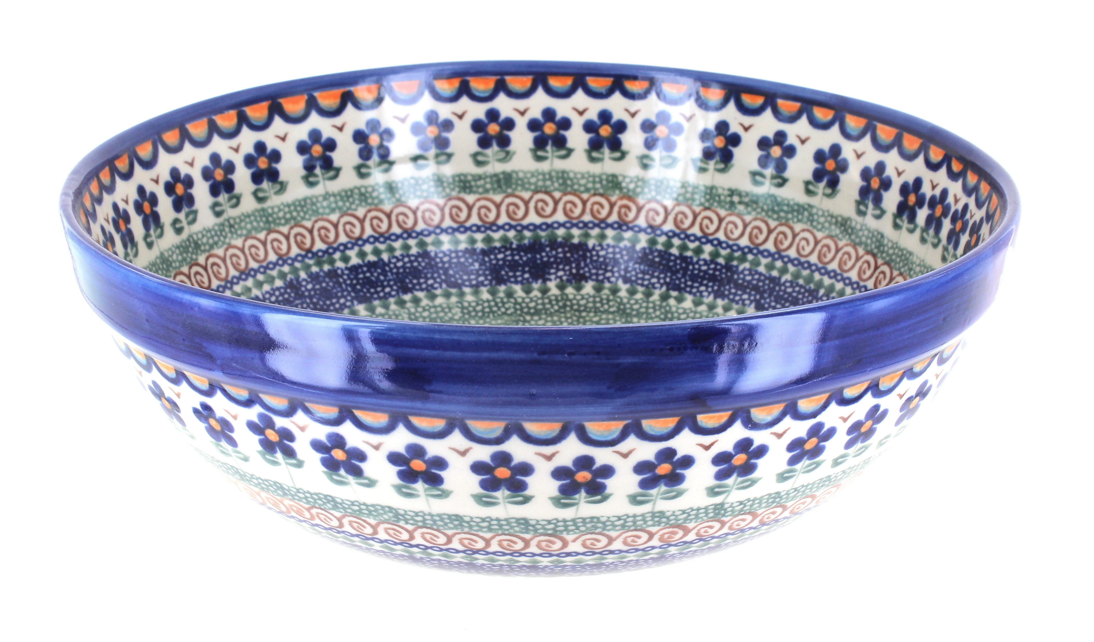 Blue Rose Polish Pottery | Aztec Flower Medium Serving Bowl