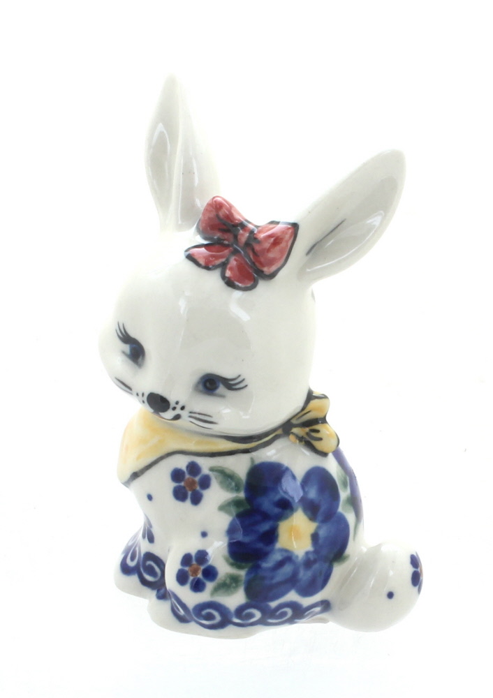 Blue Rose Polish Pottery | Spring Blossom Small Rabbit