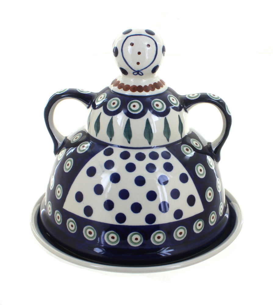 Blue Rose Polish Pottery | Peacock Cheese Lady