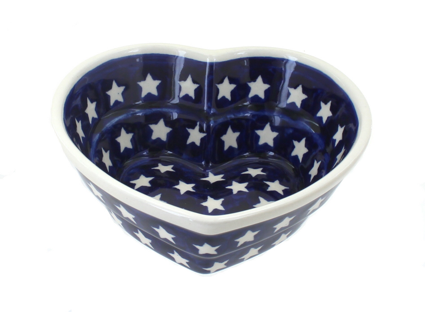 Blue Rose Polish Pottery | Stars Small Heart Bowl