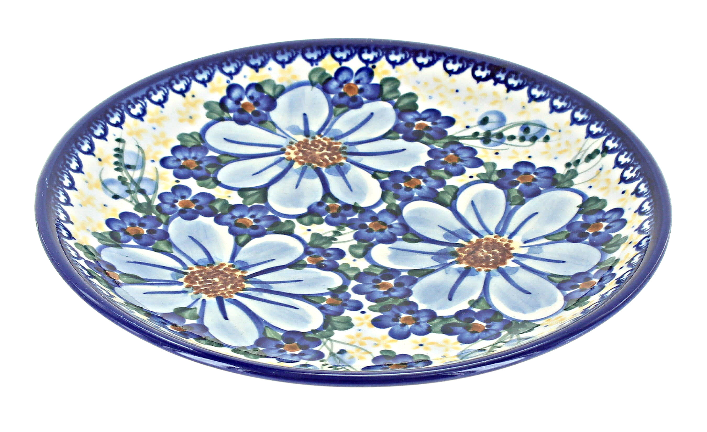 Blue Rose Polish Pottery | Daisy Surprise Dessert Plate