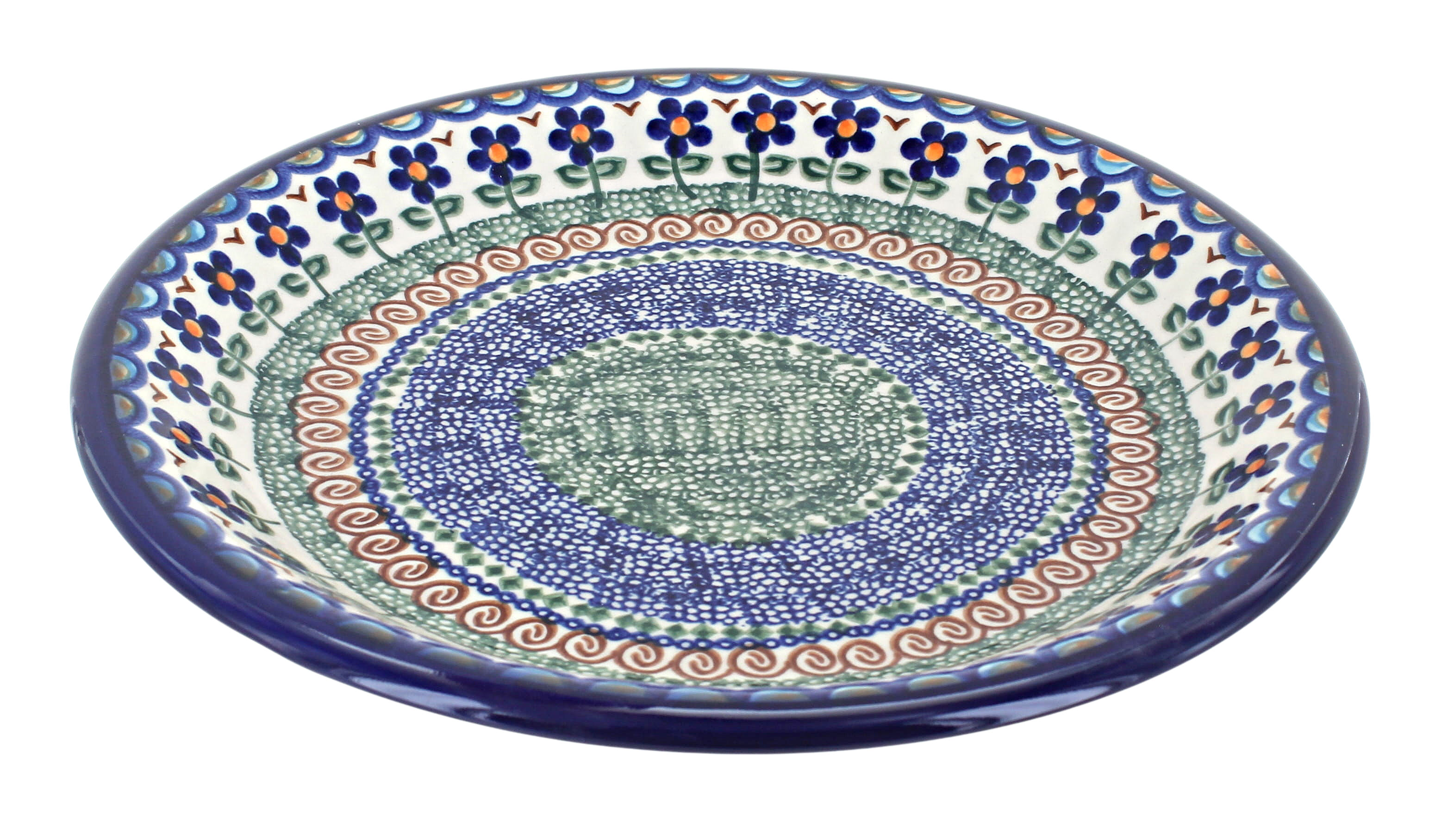 Blue Rose Polish Pottery | Aztec Flower Dinner Plate
