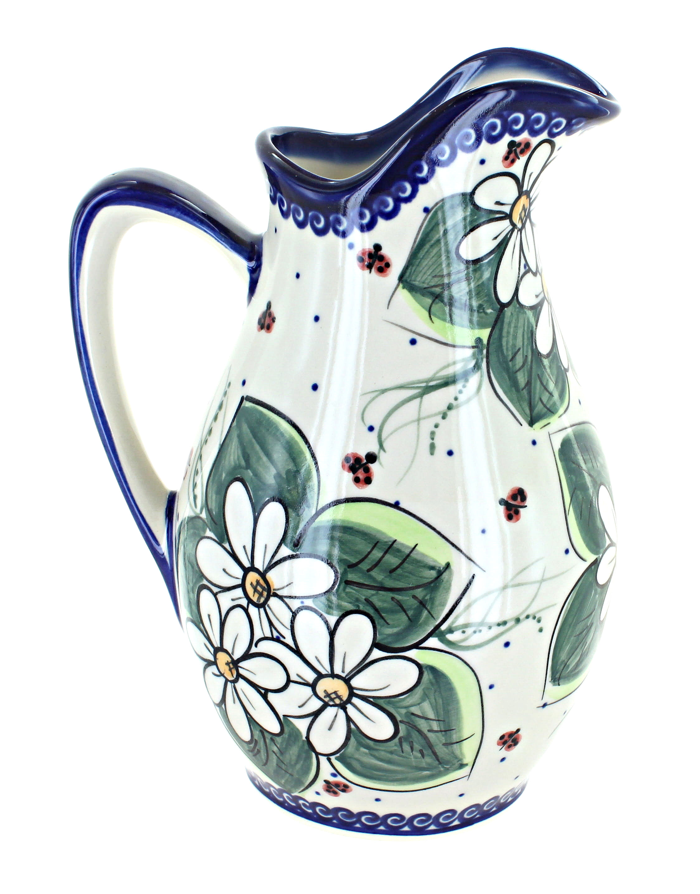 Blue Rose Polish Pottery | Ladybug Pitcher