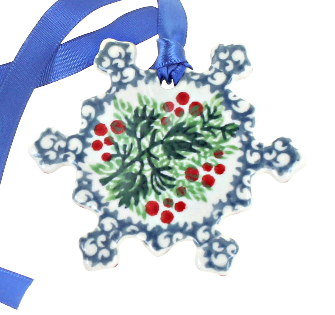 Blue Rose Polish Pottery | Noelle Snowflake Ornament