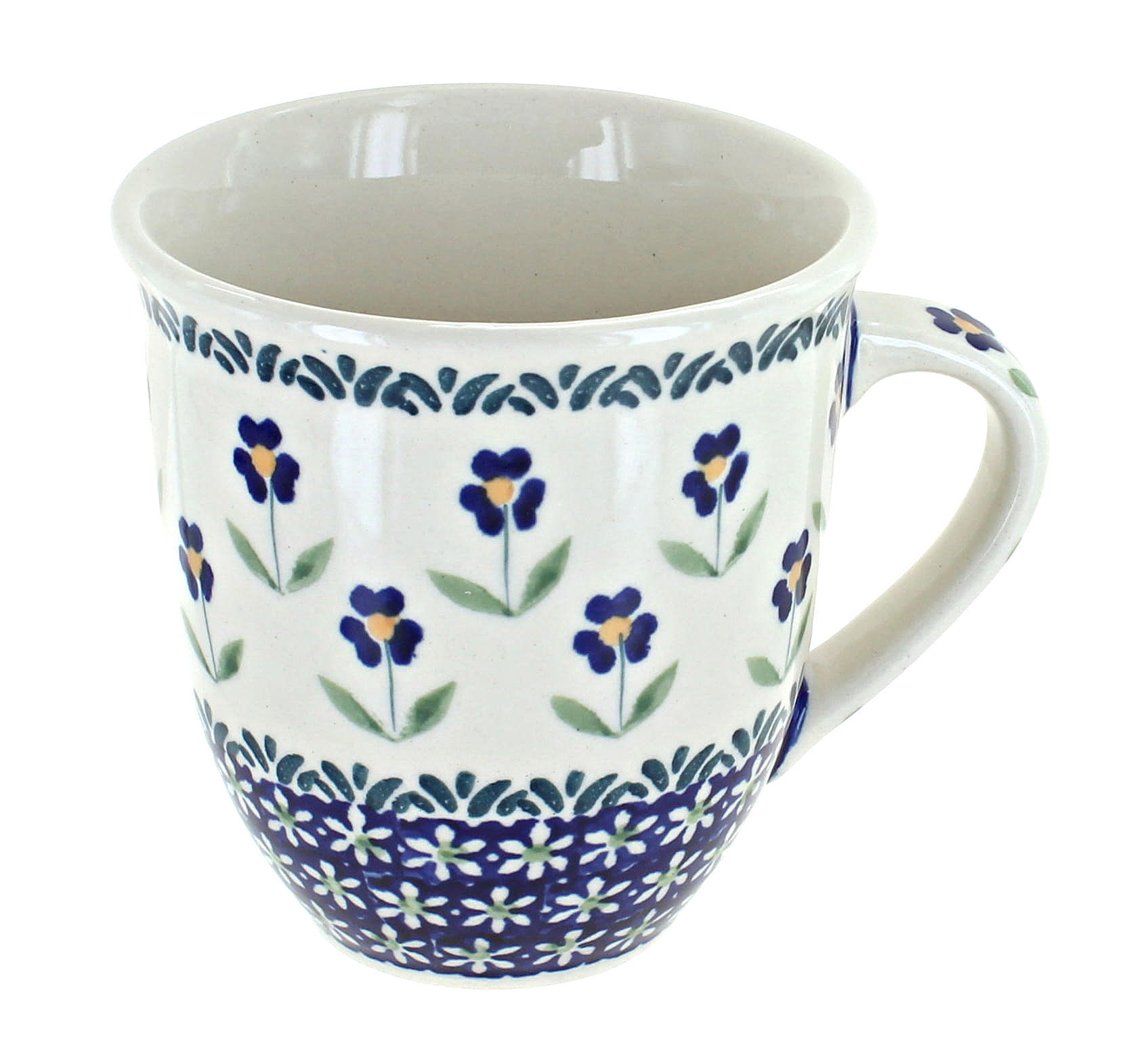 Blue Rose Polish Pottery | Blue Daisy Breakfast Mug