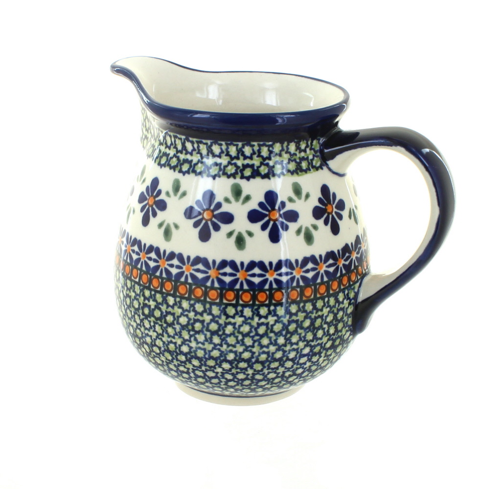 Blue Rose Polish Pottery | Mosaic Flower Small Pitcher