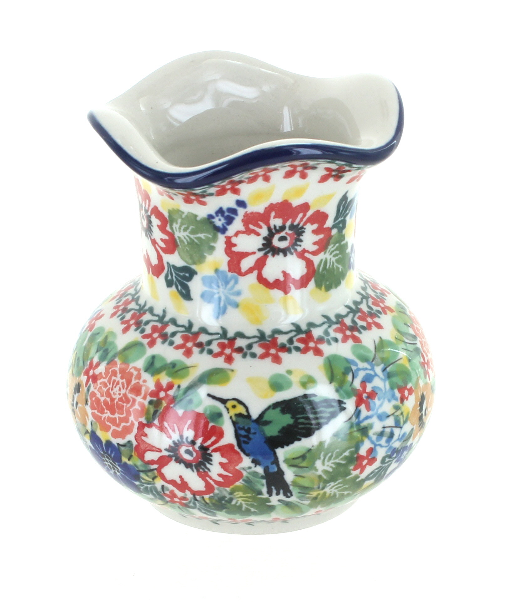 Blue Rose Polish Pottery | Hummingbird Bud Vase