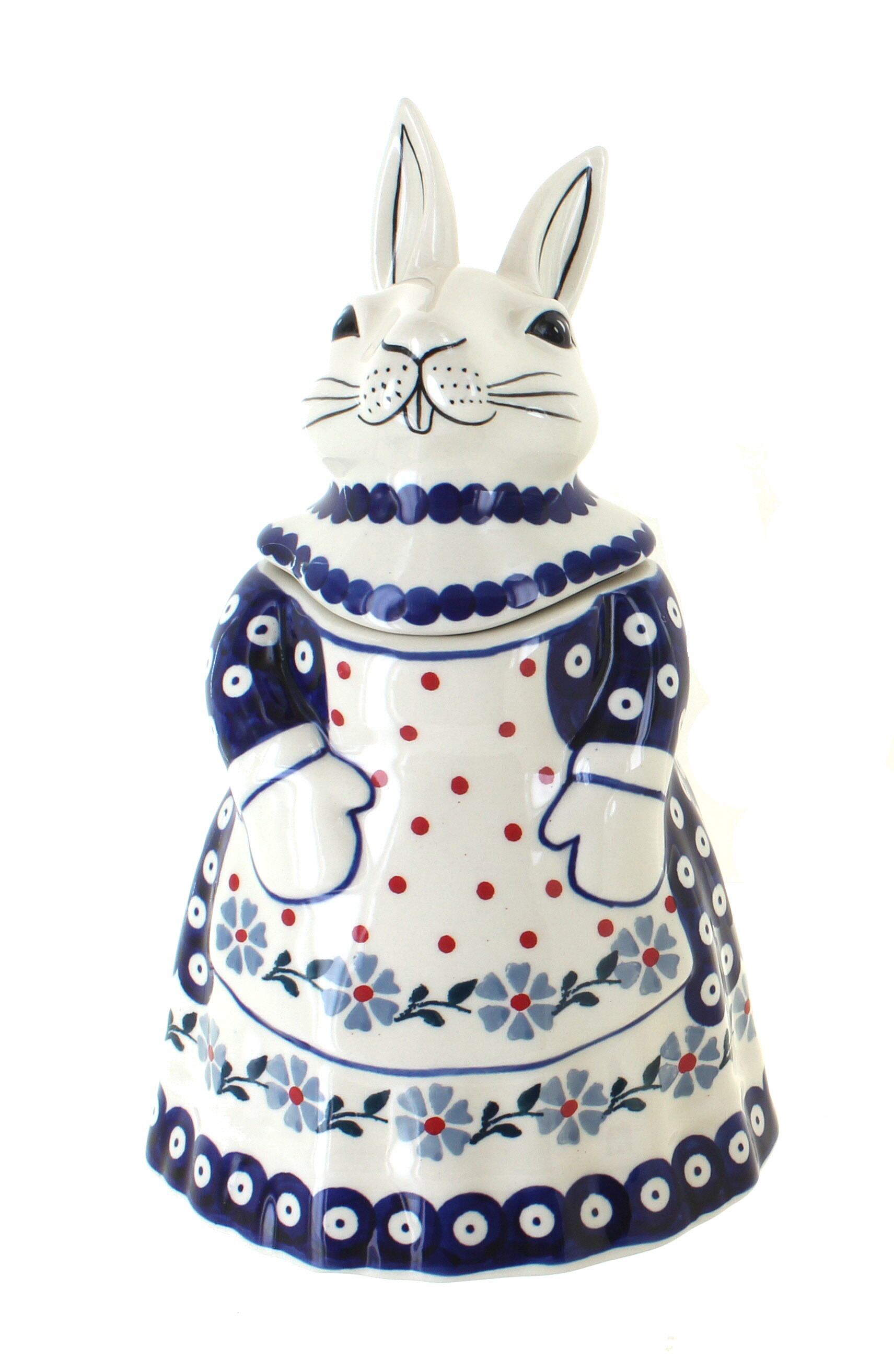 Blue Rose Polish Pottery | Blue Violet Rabbit Cookie Jar