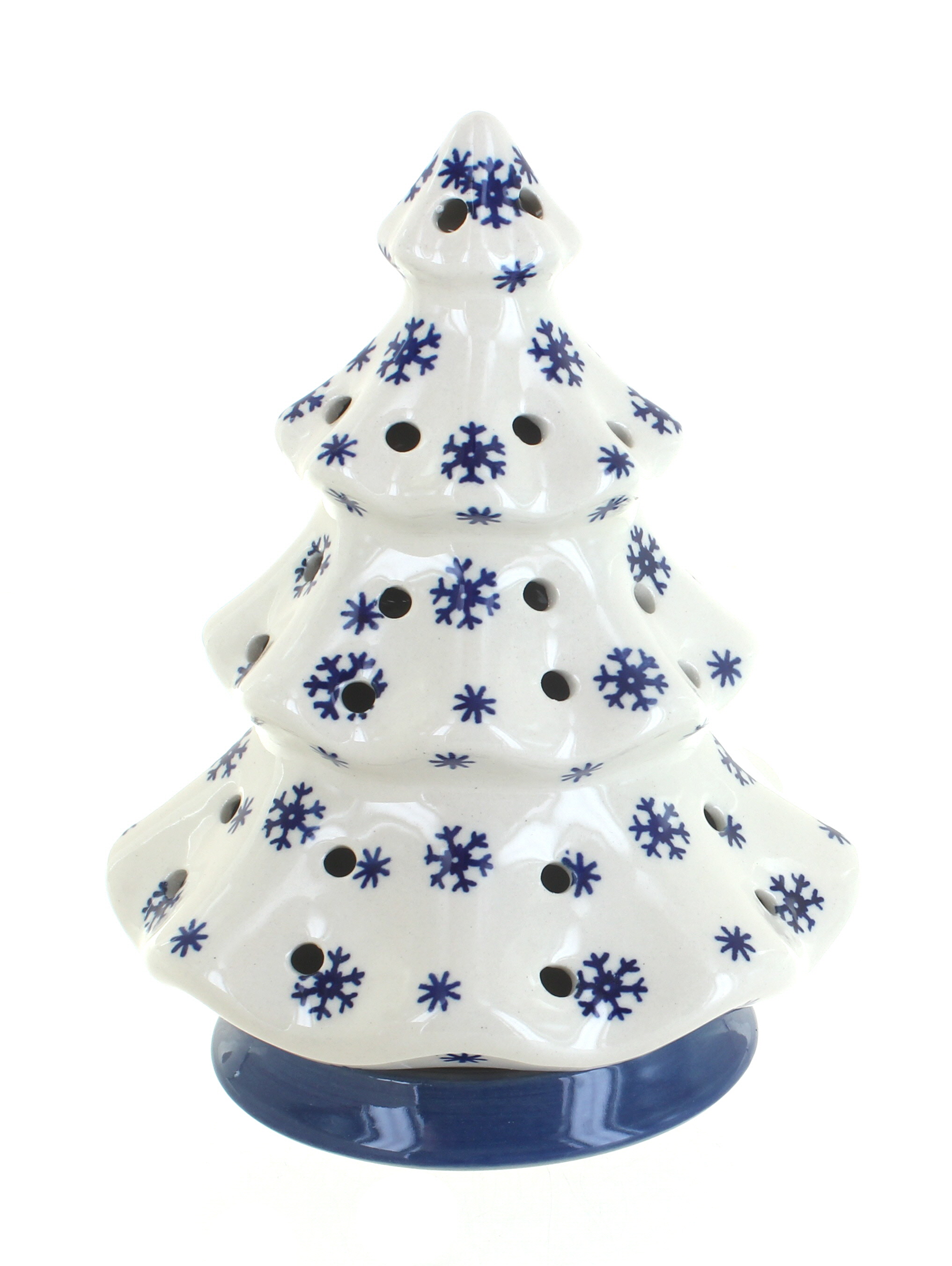 Blue Rose Polish Pottery | Snow Flurry Tree Luminary