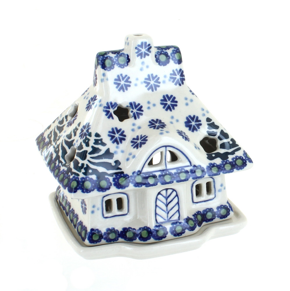 Blue Rose Polish Pottery | Festive Fir House Luminary
