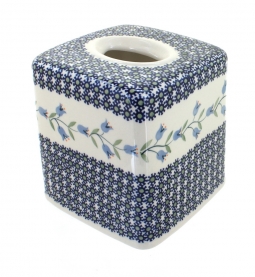 Blue Rose Polish Pottery | Sage Floral Tissue Box
