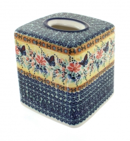 Blue Rose Polish Pottery | Blue Violet Tissue Box