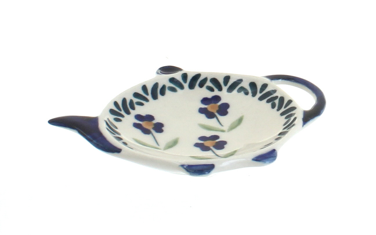 Blue Rose Polish Pottery | Blue Daisy Teabag Holder